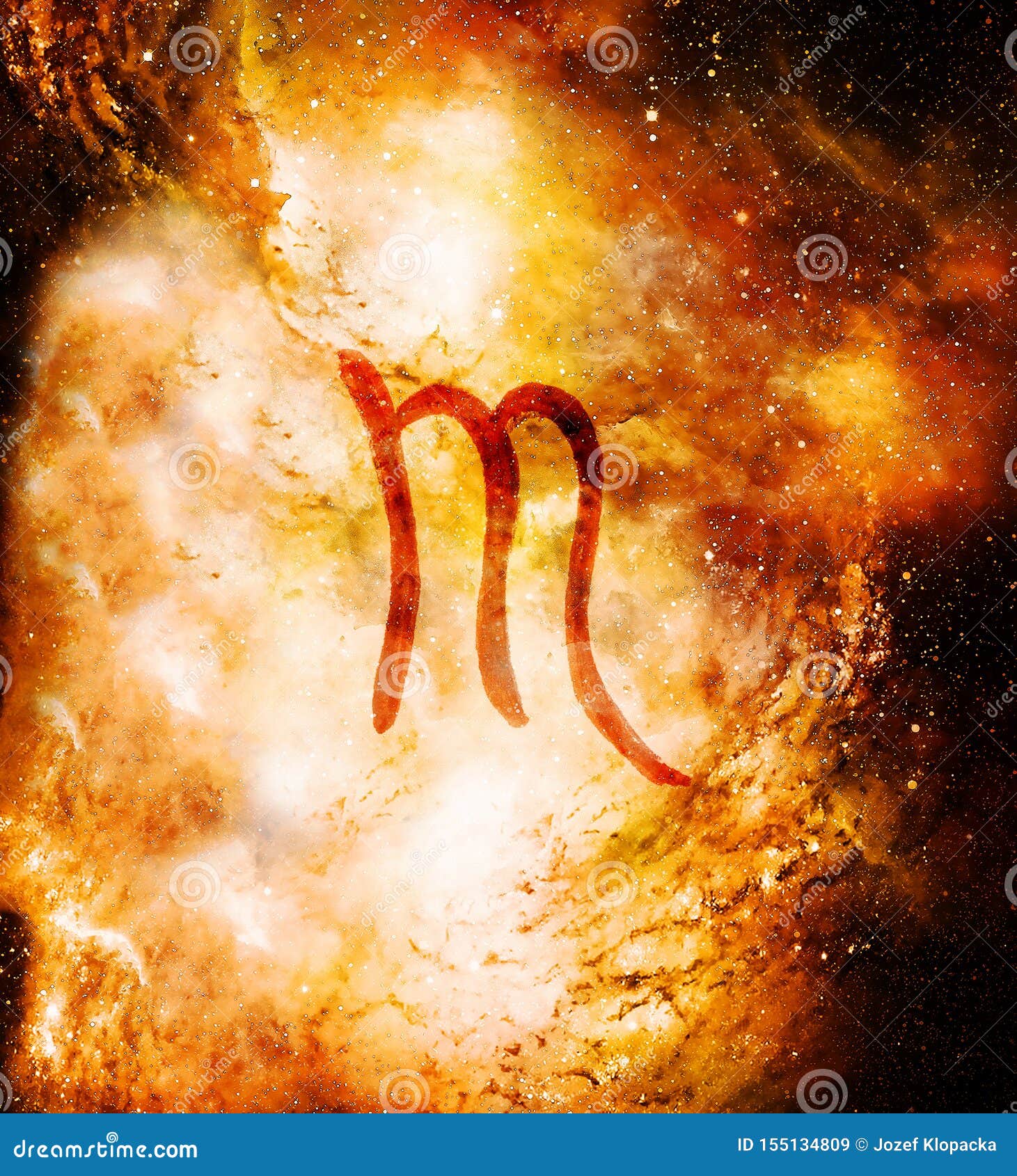 Hand Drawn Horoscope Astrology Symbols in Cosmic Space. Stock ...