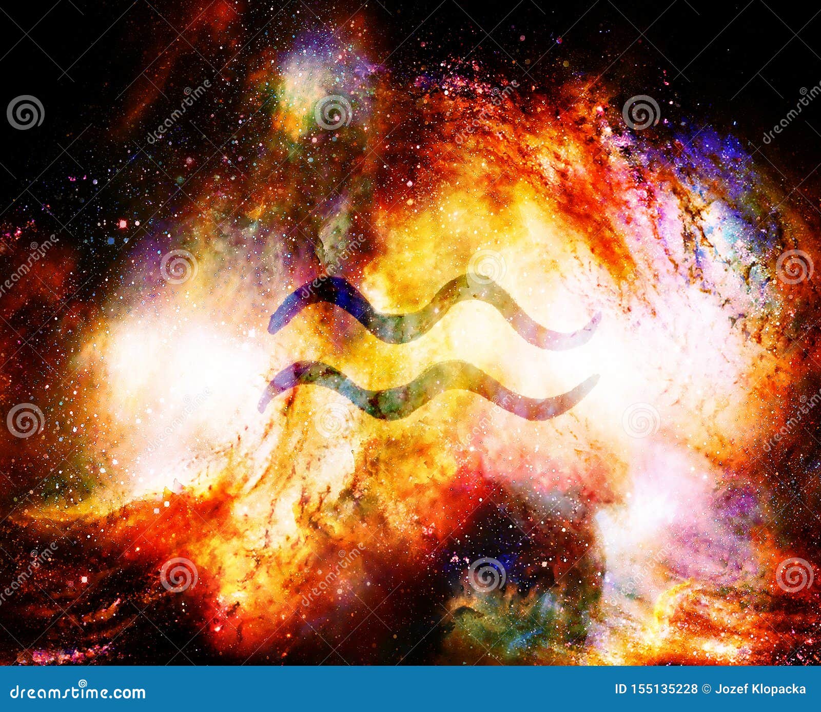 Hand Drawn Horoscope Astrology Symbols in Cosmic Space. Stock ...