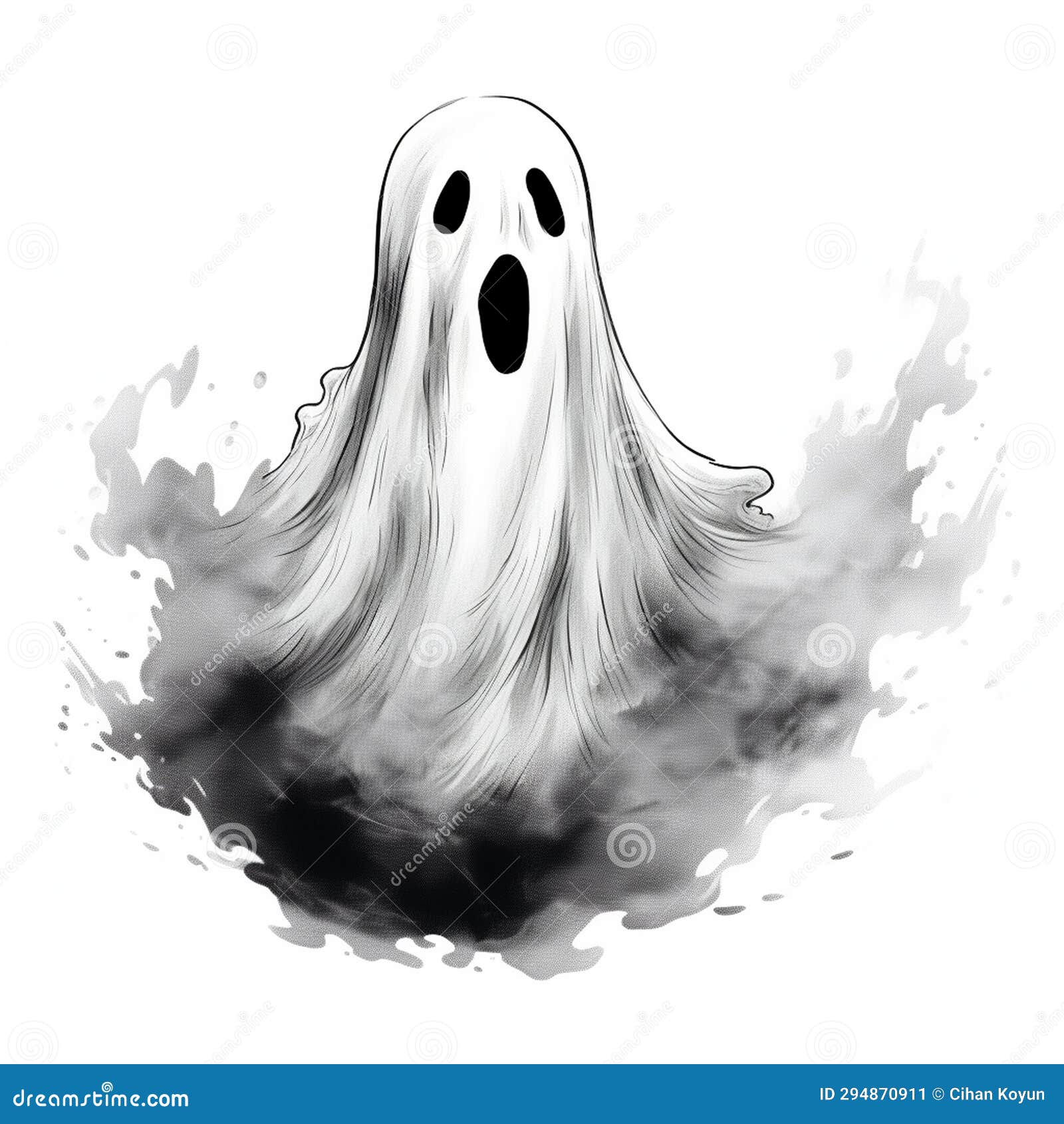 Hand-Drawn Horror Apparitions Artistic Elegance Stock Illustration ...