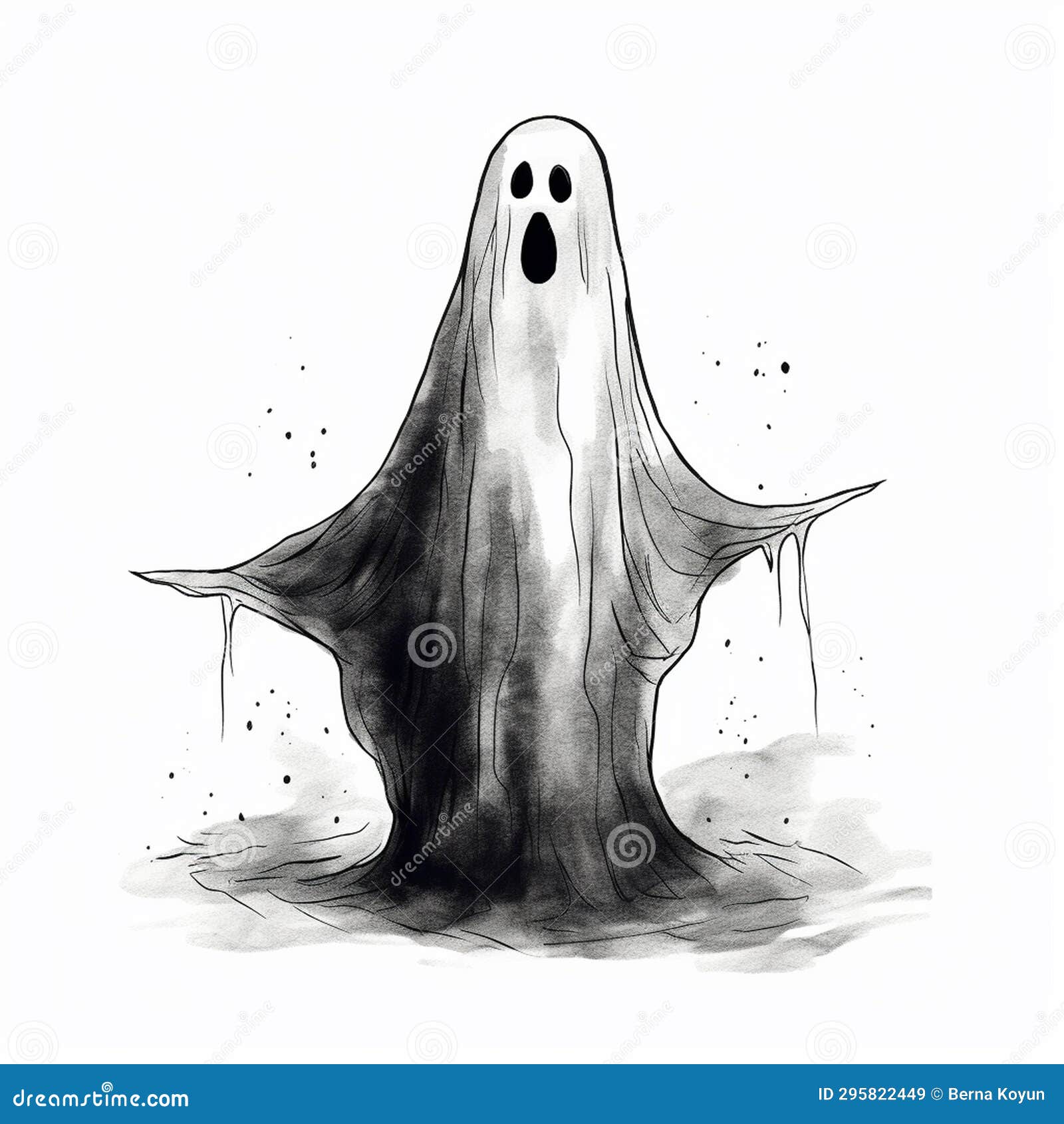 Hand-Drawn Horror Apparitions Artistic Elegance Stock Illustration ...