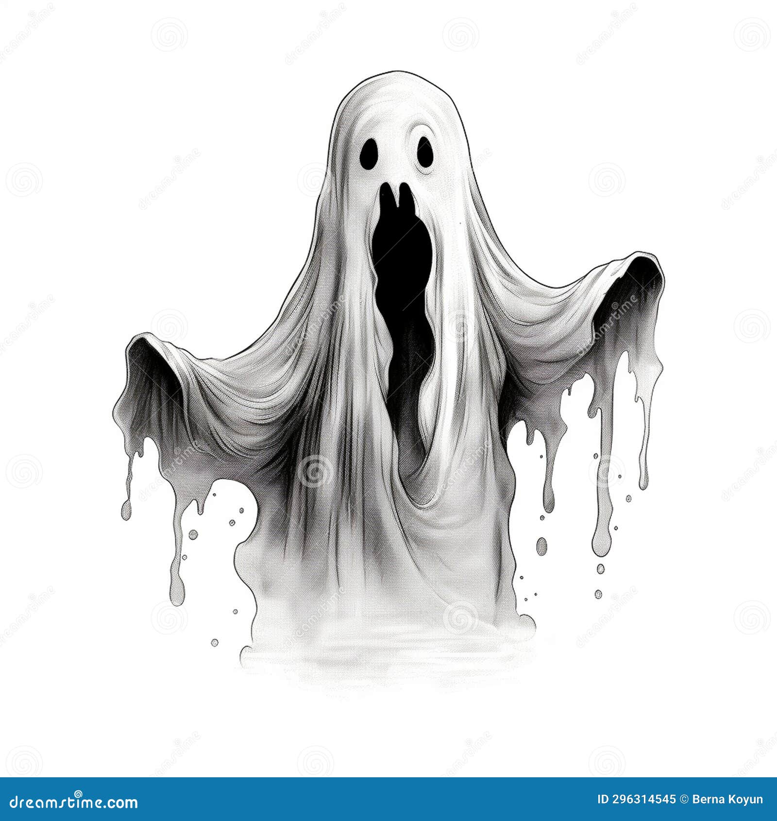 Hand-Drawn Horror Apparitions Artistic Elegance Stock Illustration ...