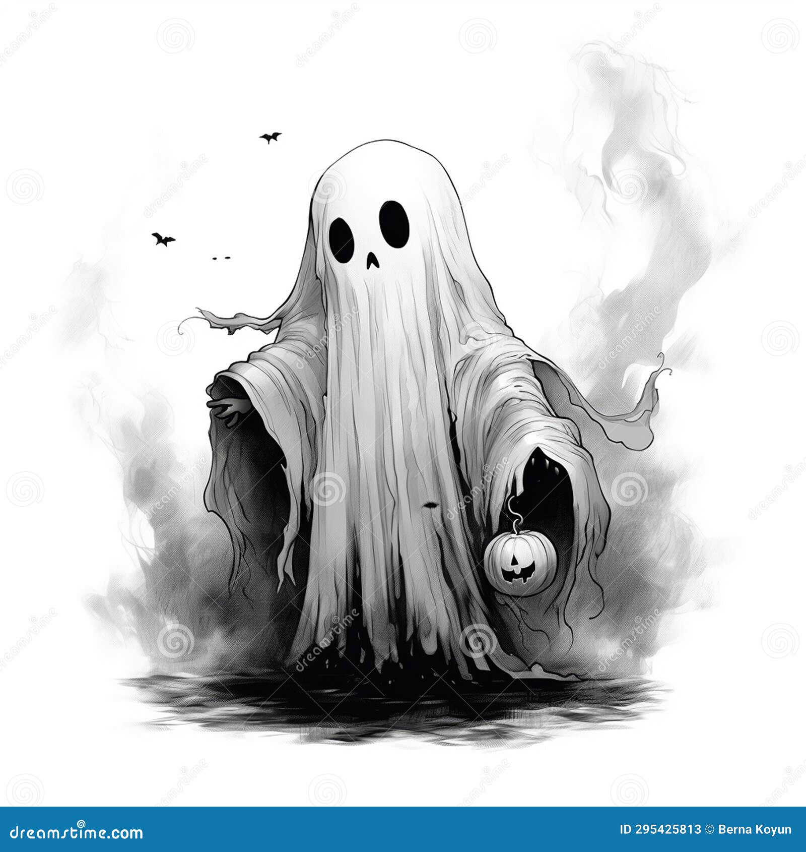 Hand-Drawn Horror Ghosts Classic Elegance Stock Illustration ...