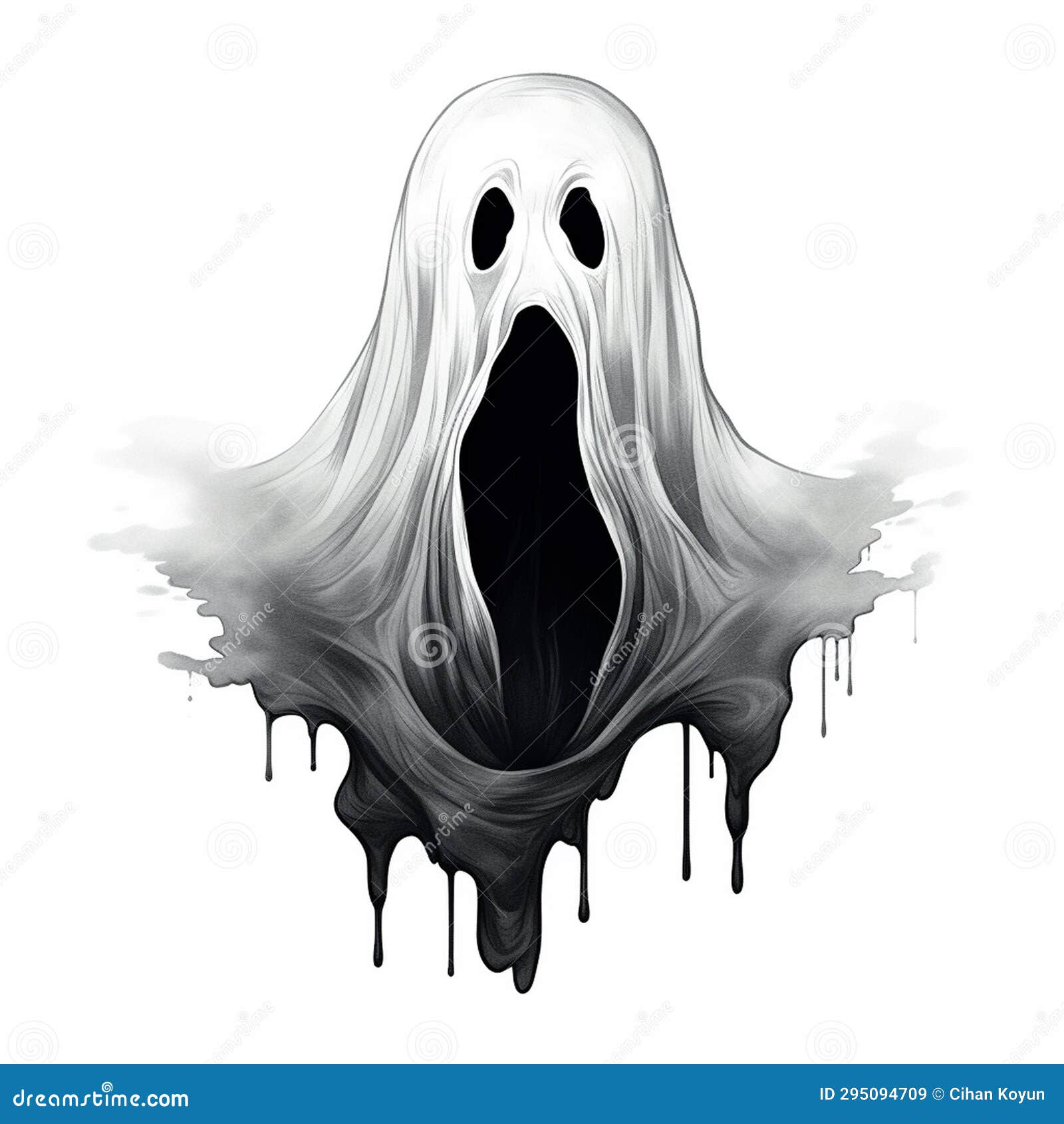 Hand-Drawn Horror Ghosts Classic Elegance Stock Illustration ...