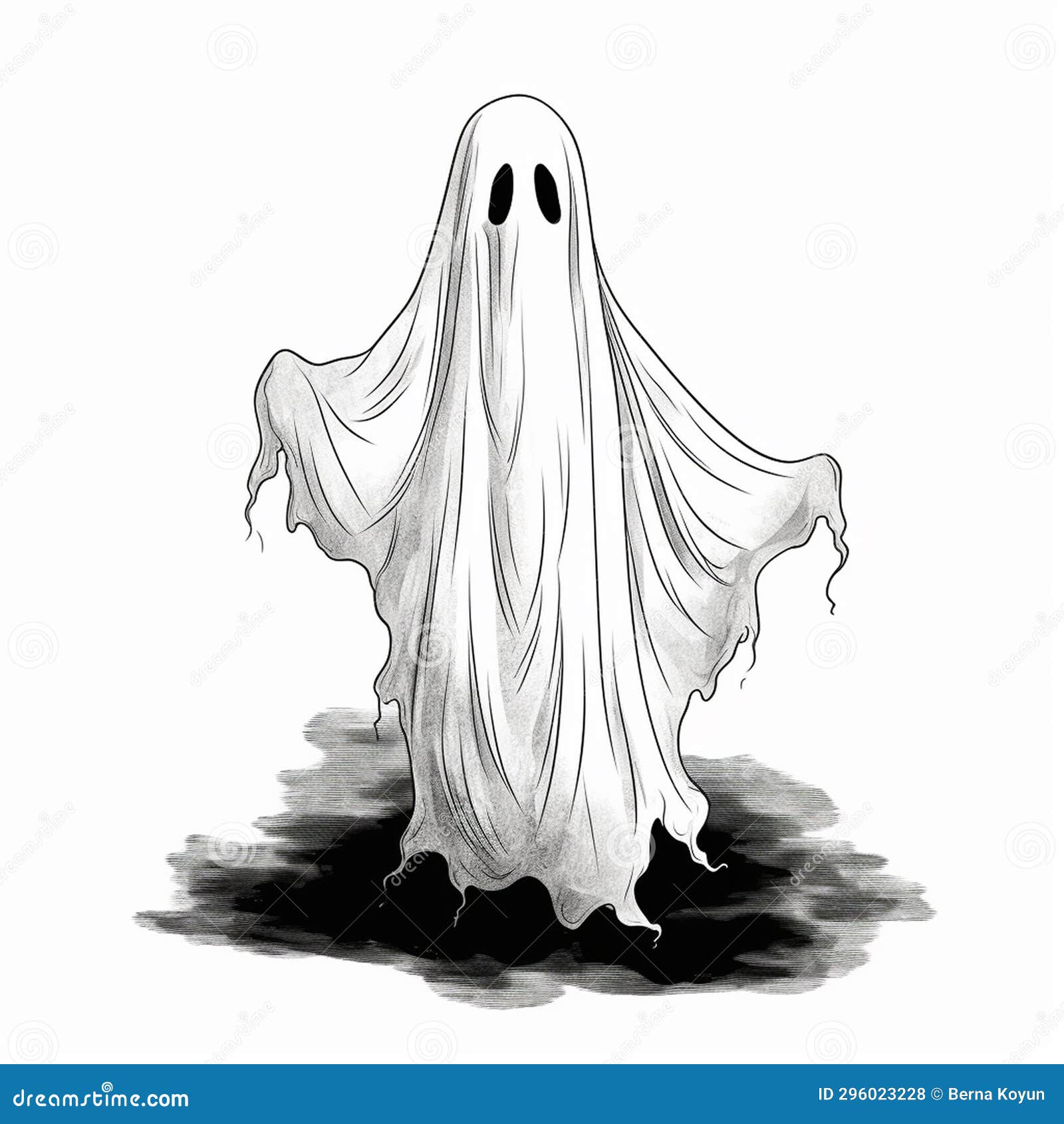 Hand-Drawn Horror Ghosts Classic Elegance Stock Illustration ...