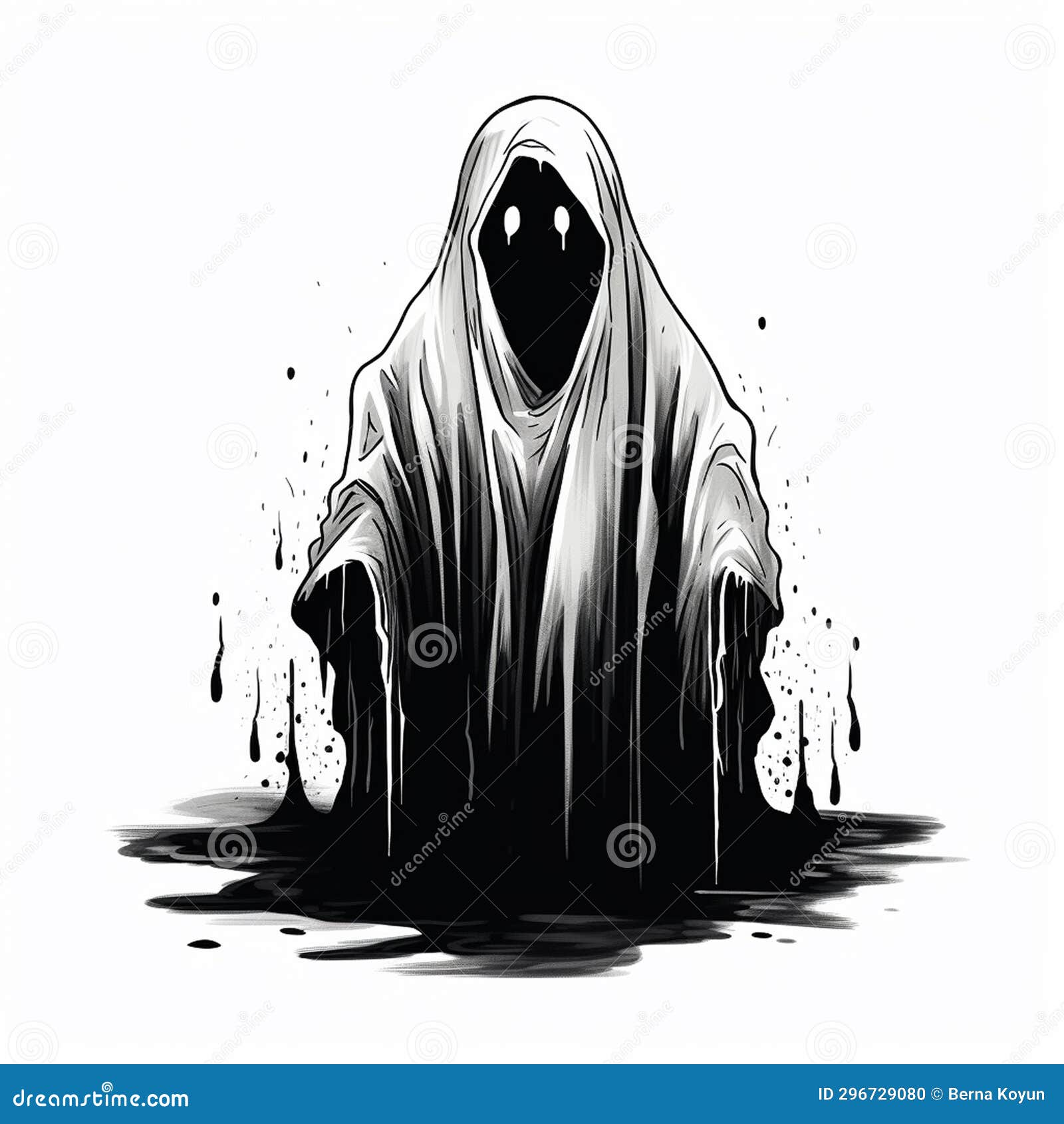 Hand-Drawn Horror Ghosts Classic Elegance Stock Illustration ...