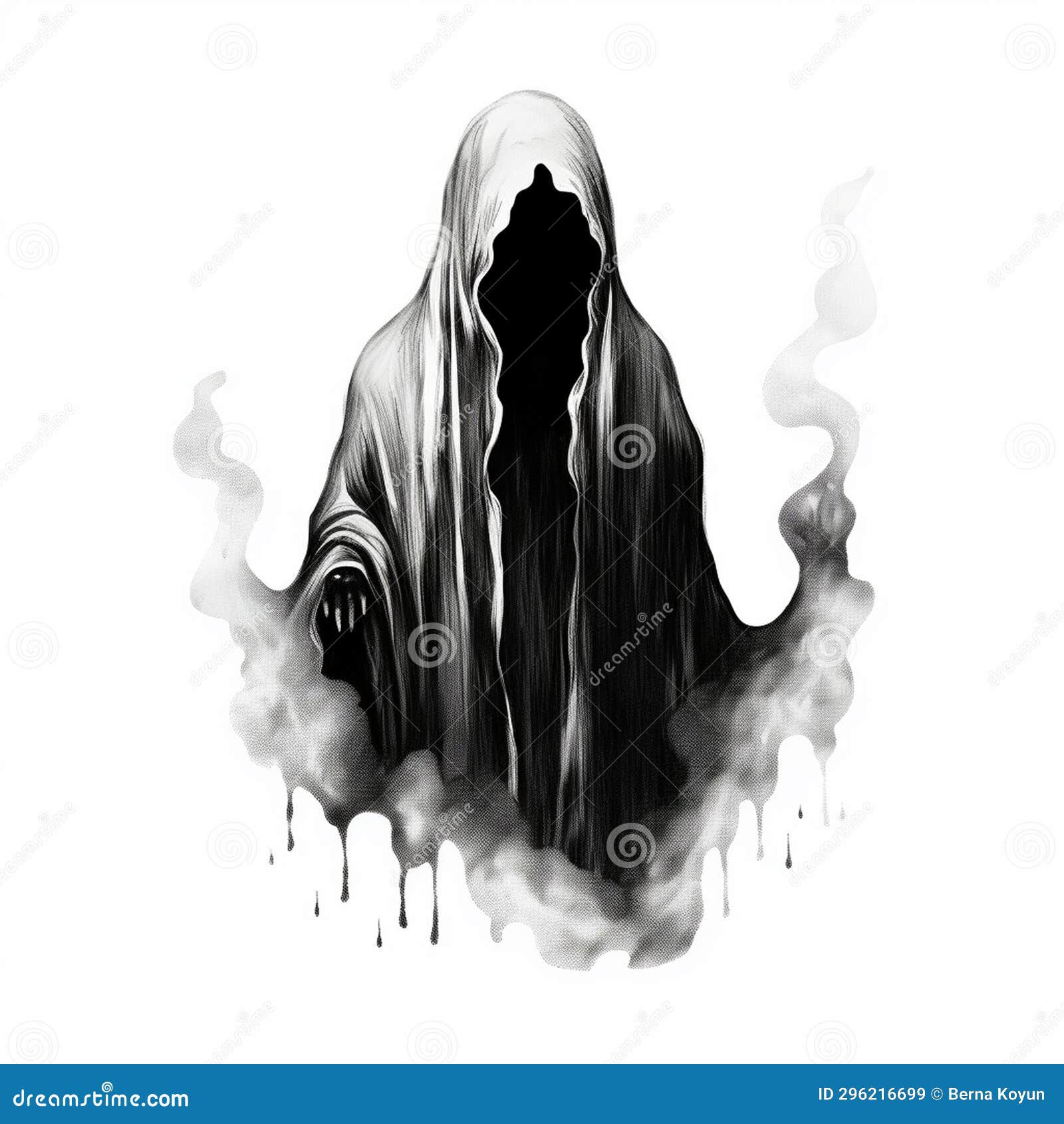 Hand-Drawn Horror Ghosts Vintage Elegance Stock Illustration ...