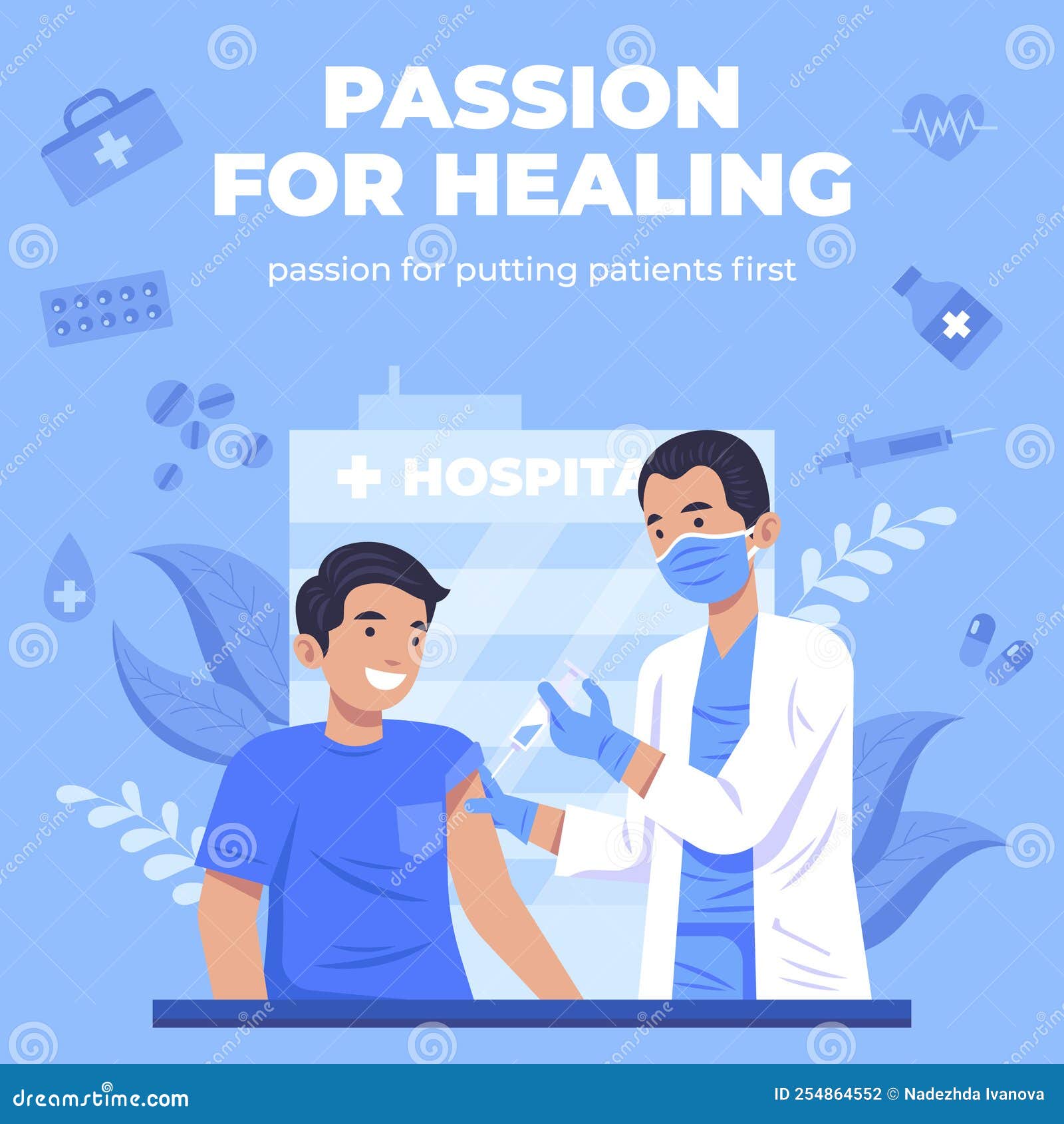 Hand Drawn Hospital Post Vector Illustration Stock Vector ...