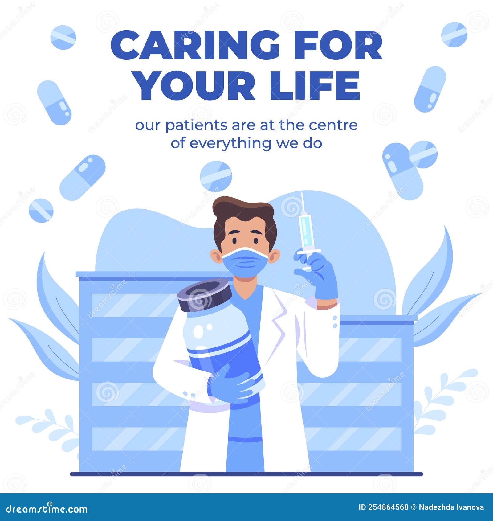 Hand Drawn Hospital Post Vector Illustration Stock Vector ...