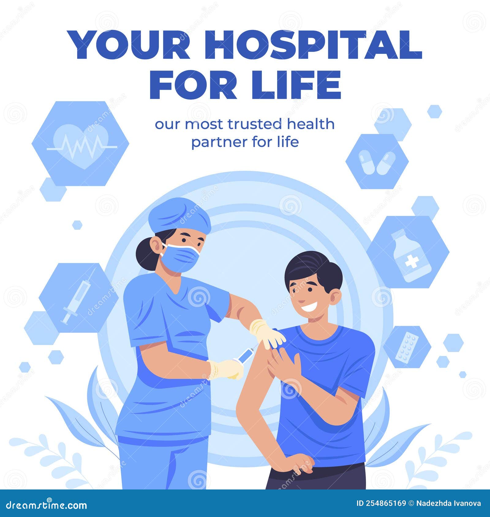 Hand Drawn Hospital Post Vector Illustration Stock Vector ...