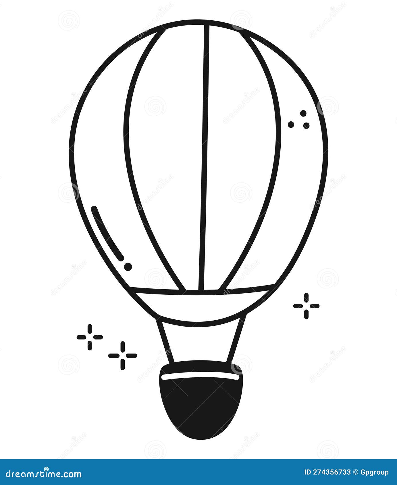 Hand drawn hot air balloon stock illustration. Illustration of ...