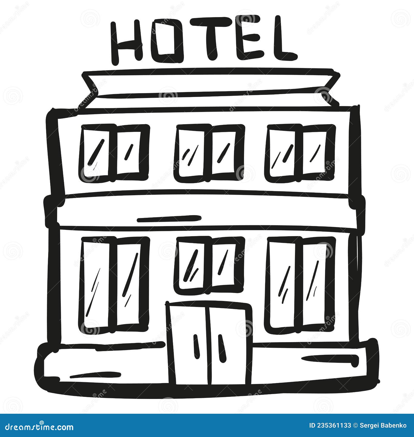 Hand Drawn Hotel Icon in Doodle Style Isolated Stock Vector ...