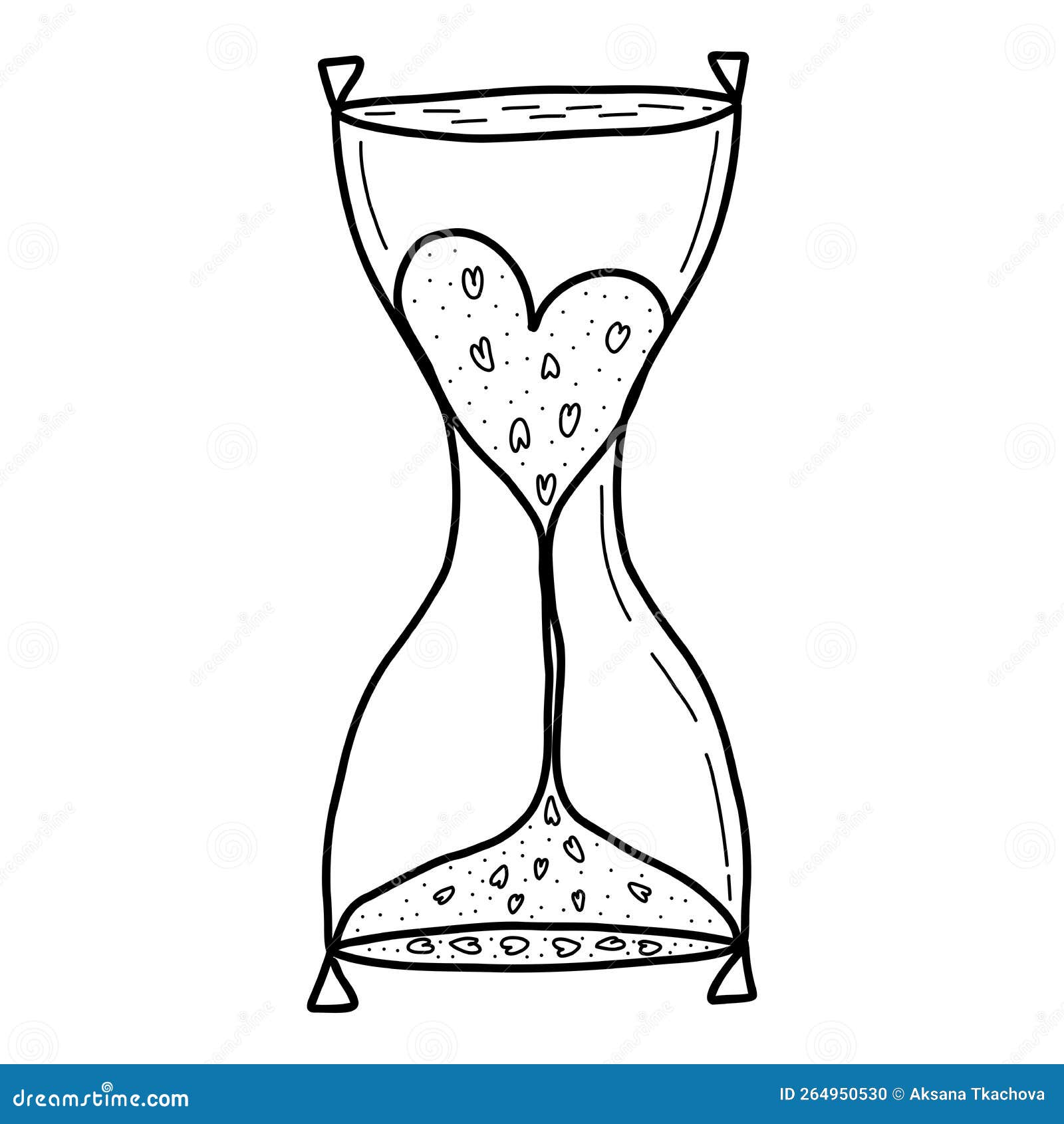 Hand-drawn Hourglass with Hearts for Lovers. Design Elements for ...