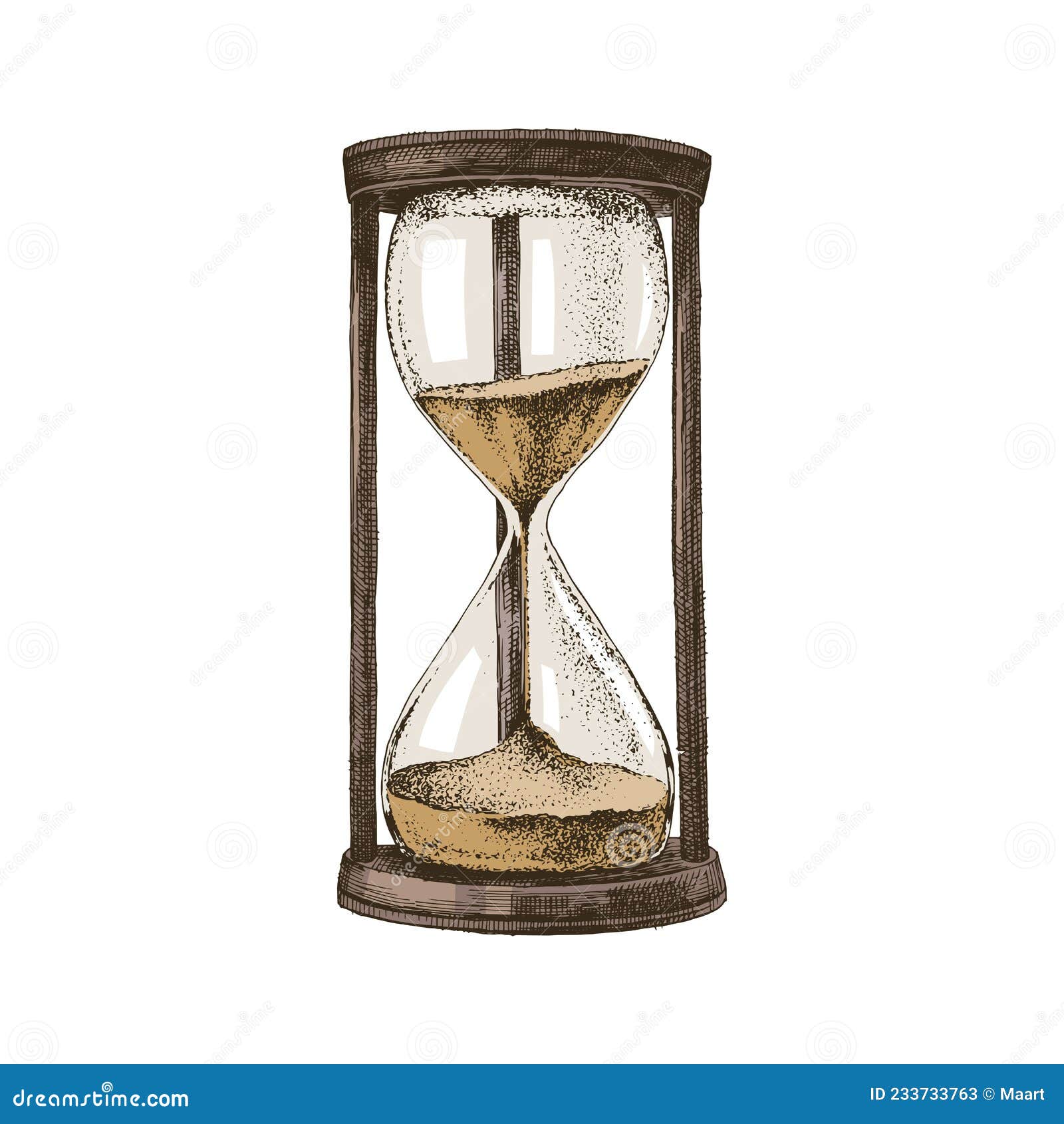 Hand Drawn Hourglass In Retro Style Stock Vector Illustration Of