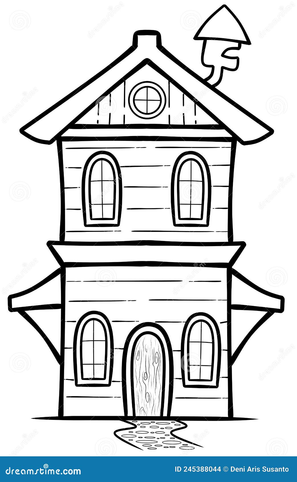 Hand Drawn House or Home Coloring Page Stock Vector - Illustration of ...