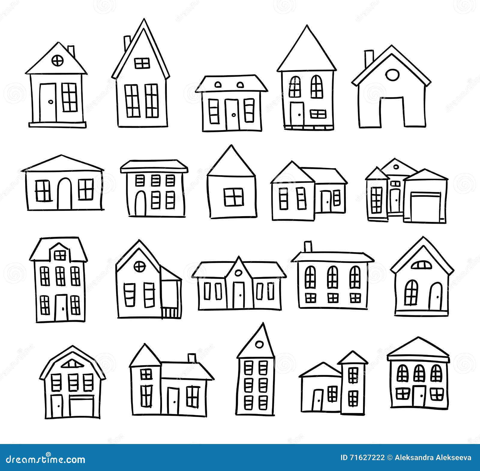 Hand Drawn House Vector Set Stock Vector - Illustration of collection ...