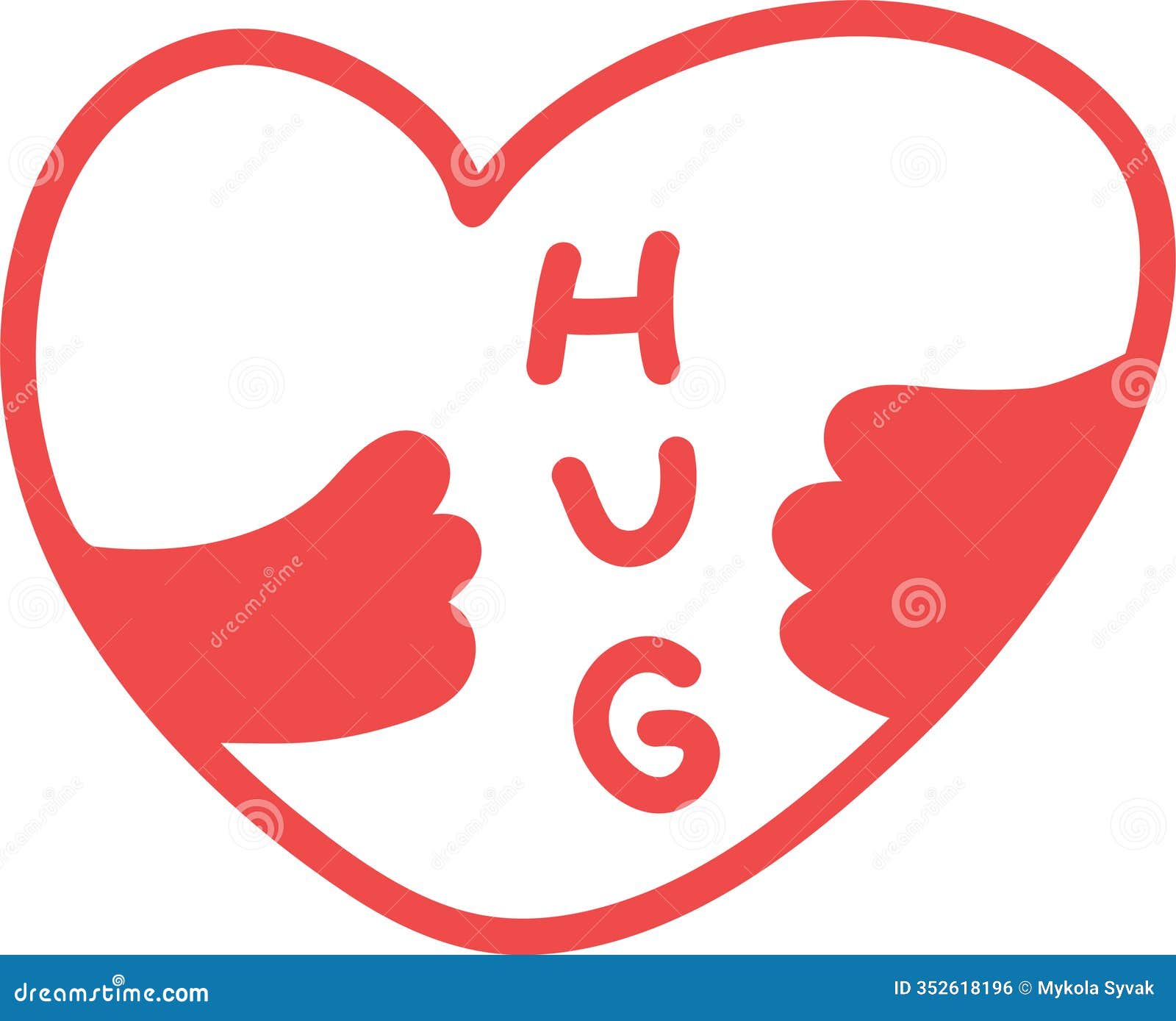 Hand Drawn Hug Heart stock illustration. Illustration of heart - 352618196