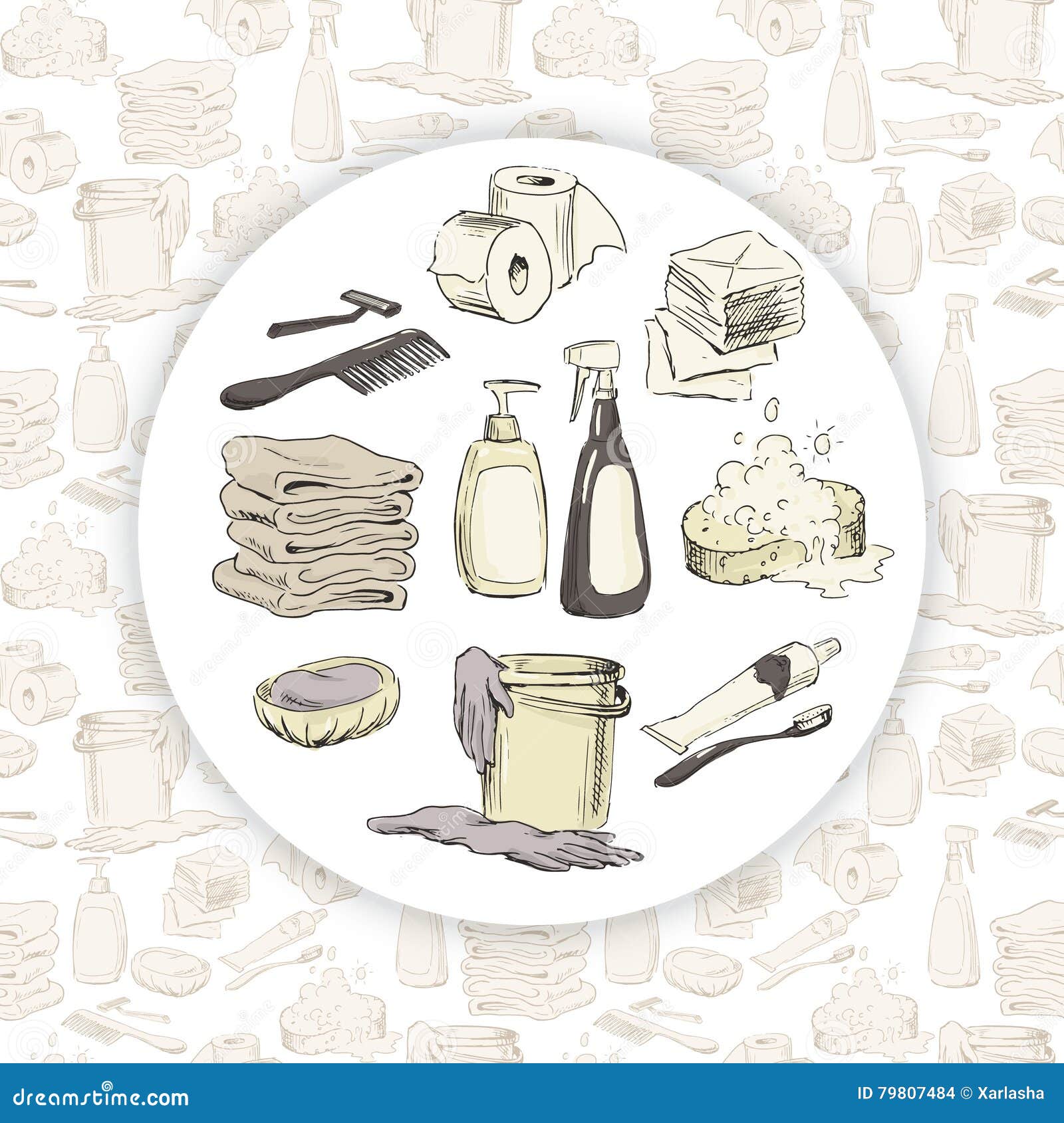 Hand-drawn Hygiene Elements on Seamless Pattern Stock Vector ...