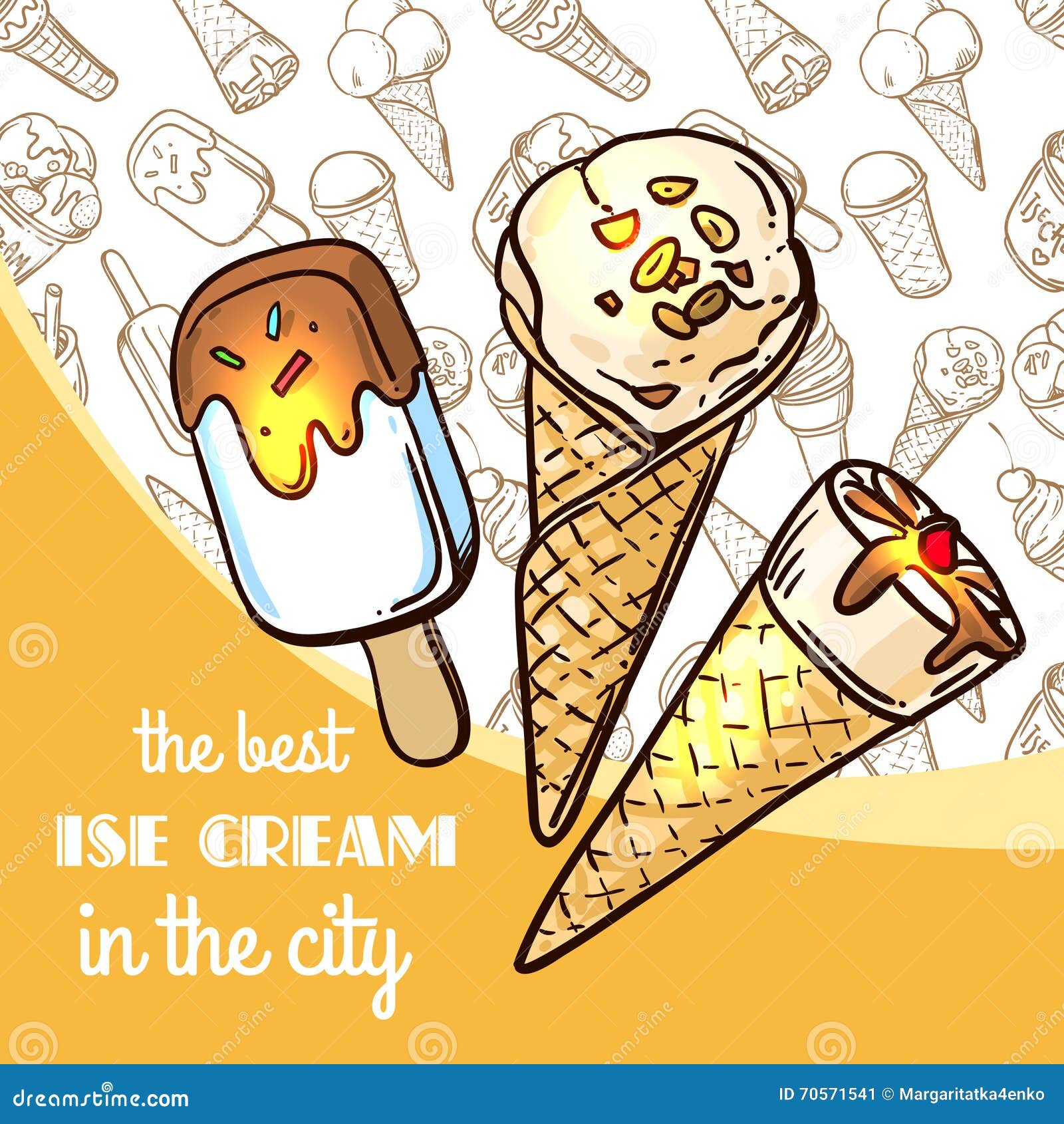Hand drawn ice cream stock vector. Illustration of sketch - 70571541