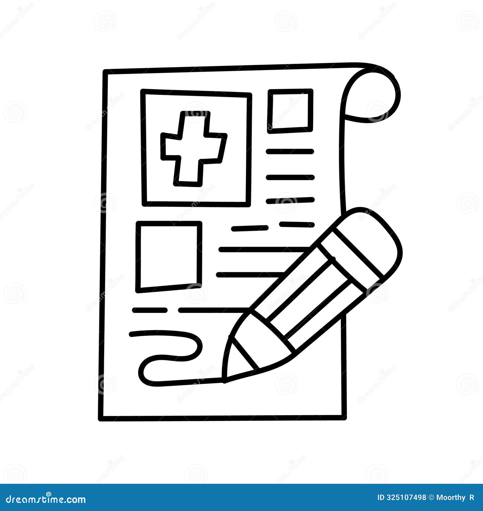 Hand Drawn Icon of Article or Report Stock Vector - Illustration of ...