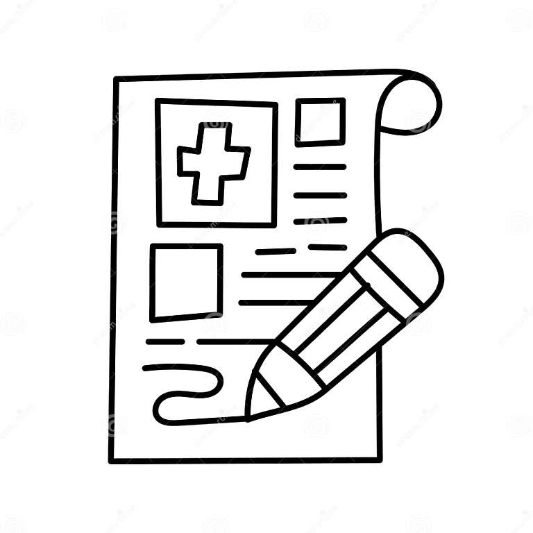 Hand Drawn Icon of Article or Report Stock Vector - Illustration of ...
