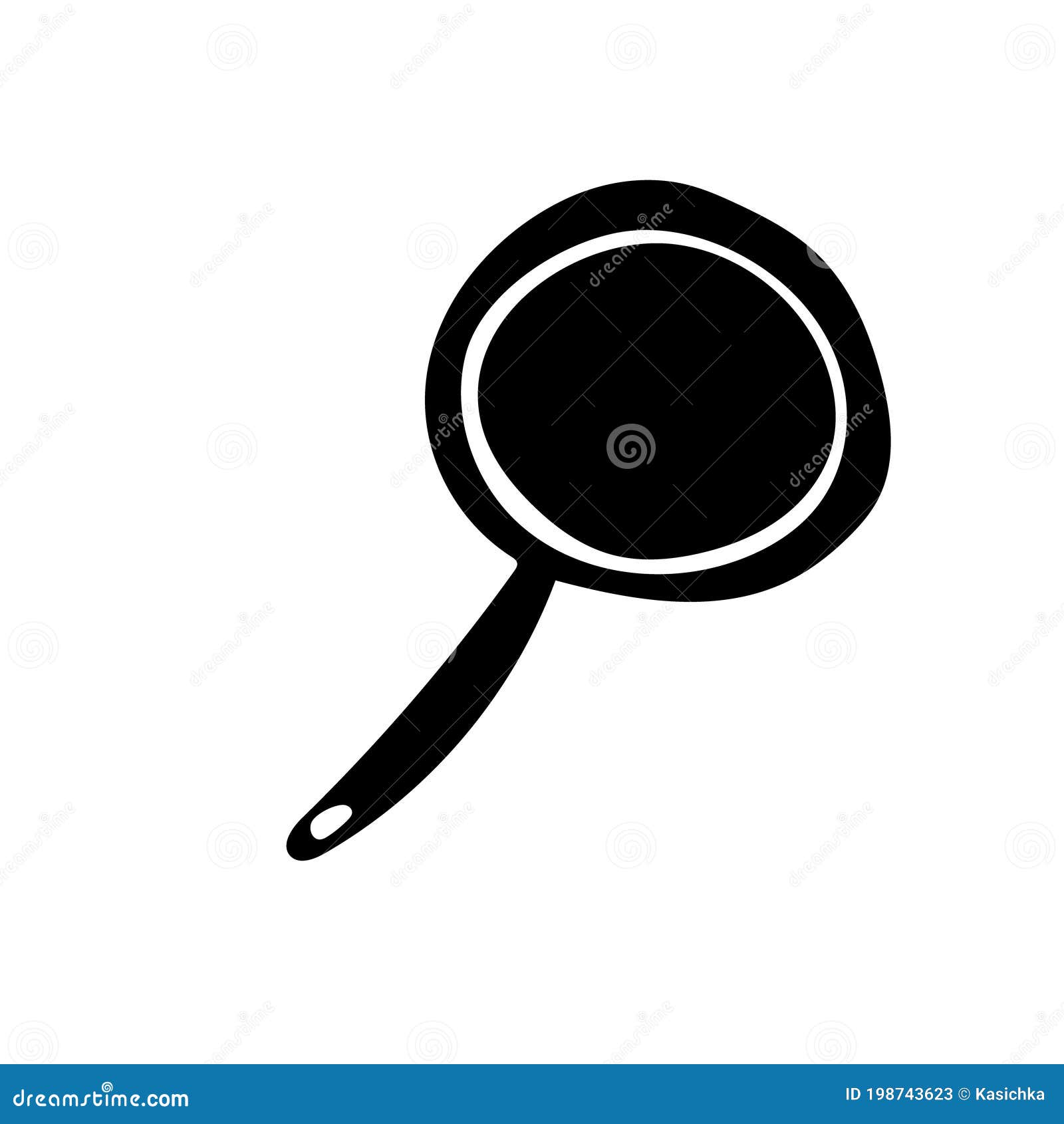 Hand Drawn Icon of Black Pan in Cartoon Minimal Style Stock Vector ...