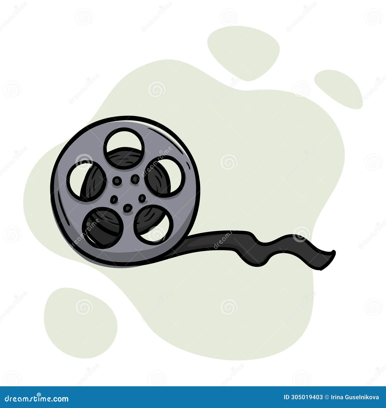 Hand Drawn Icon of Round Film Reel Stock Vector - Illustration of drawn ...
