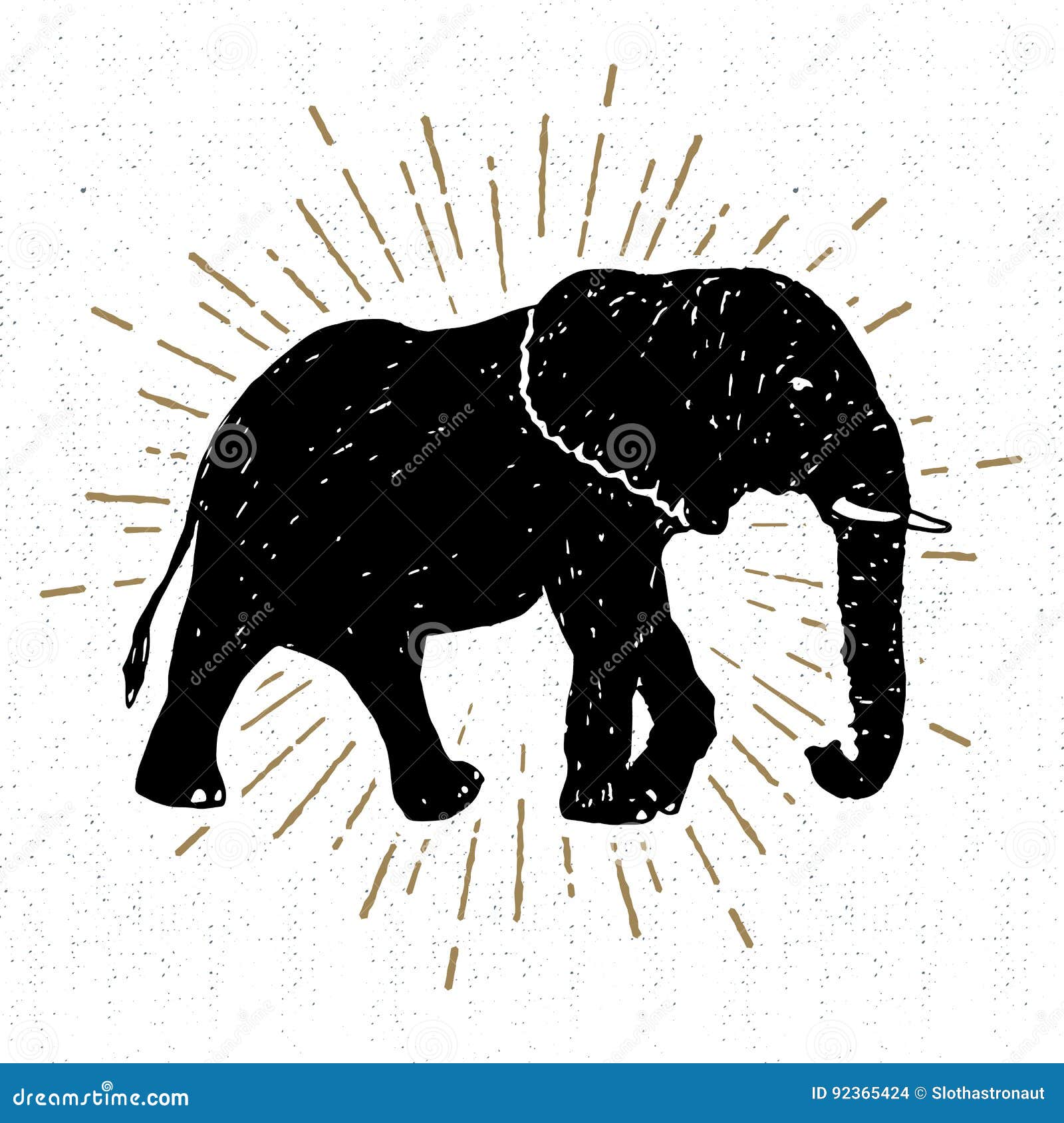 Hand Drawn Icon with Textured Elephant Vector Illustration Stock Vector ...