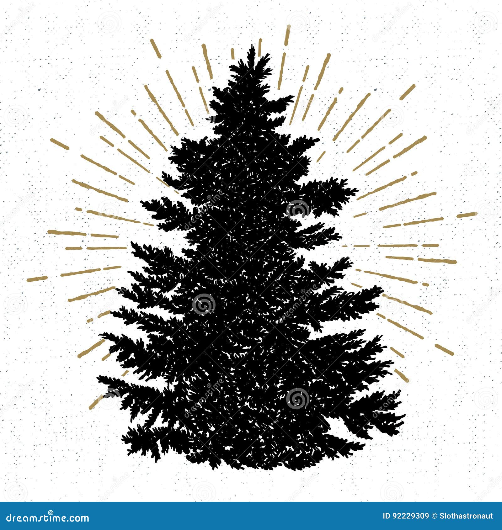 Hand Drawn Icon with a Textured Fir Tree Vector Illustration Stock ...