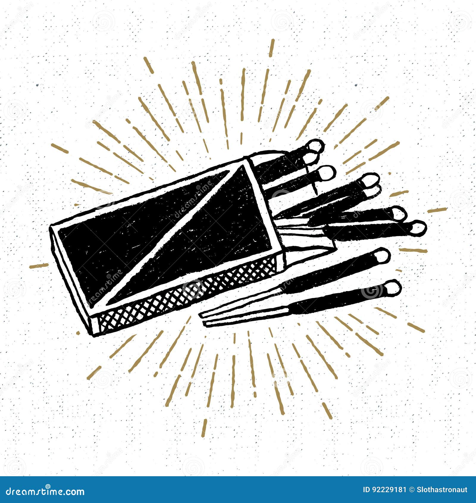 Hand Drawn Icon with a Textured Matchbox Vector Illustration Stock ...