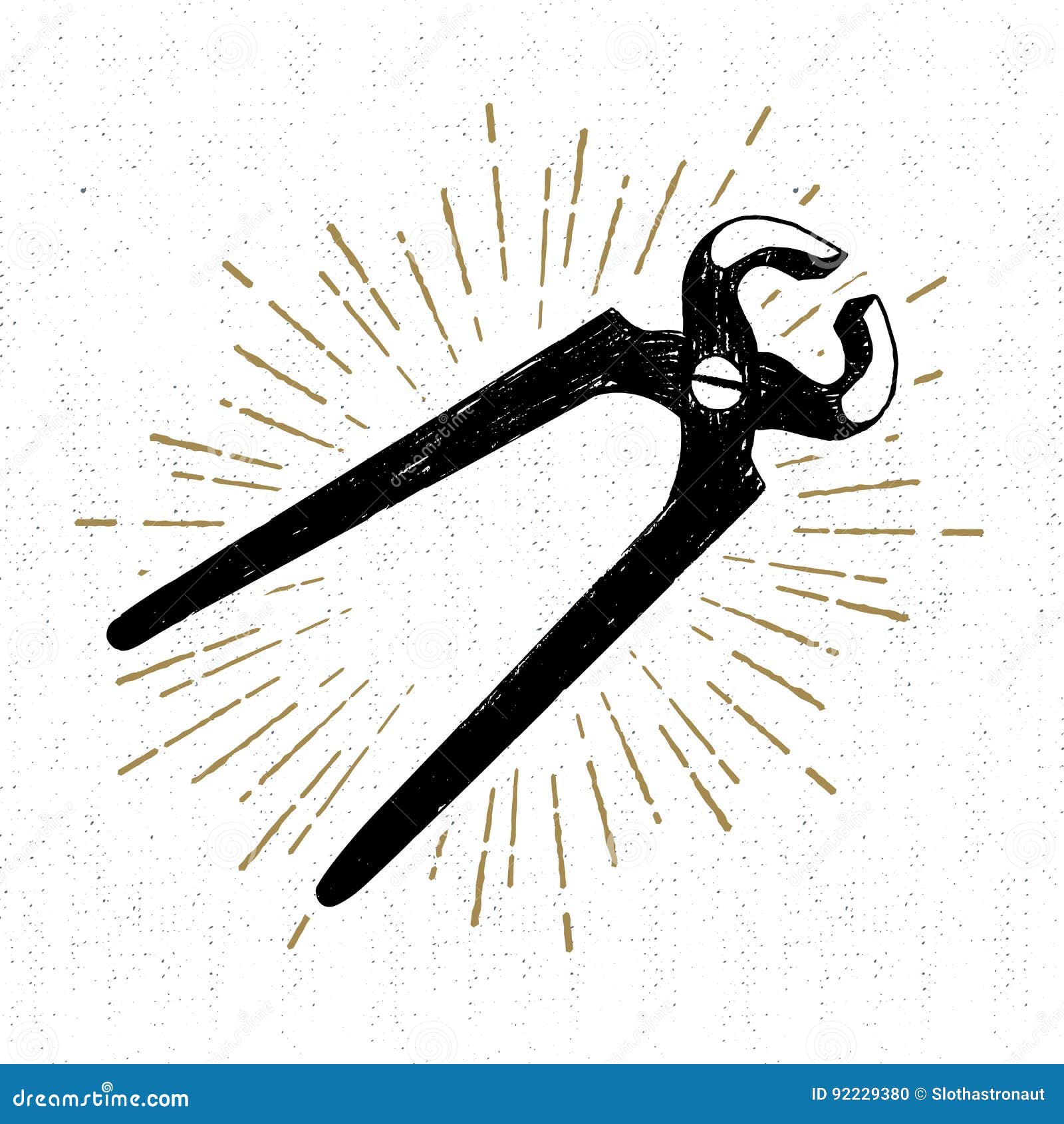 Hand Drawn Icon with a Textured Pincers Vector Illustration Stock ...