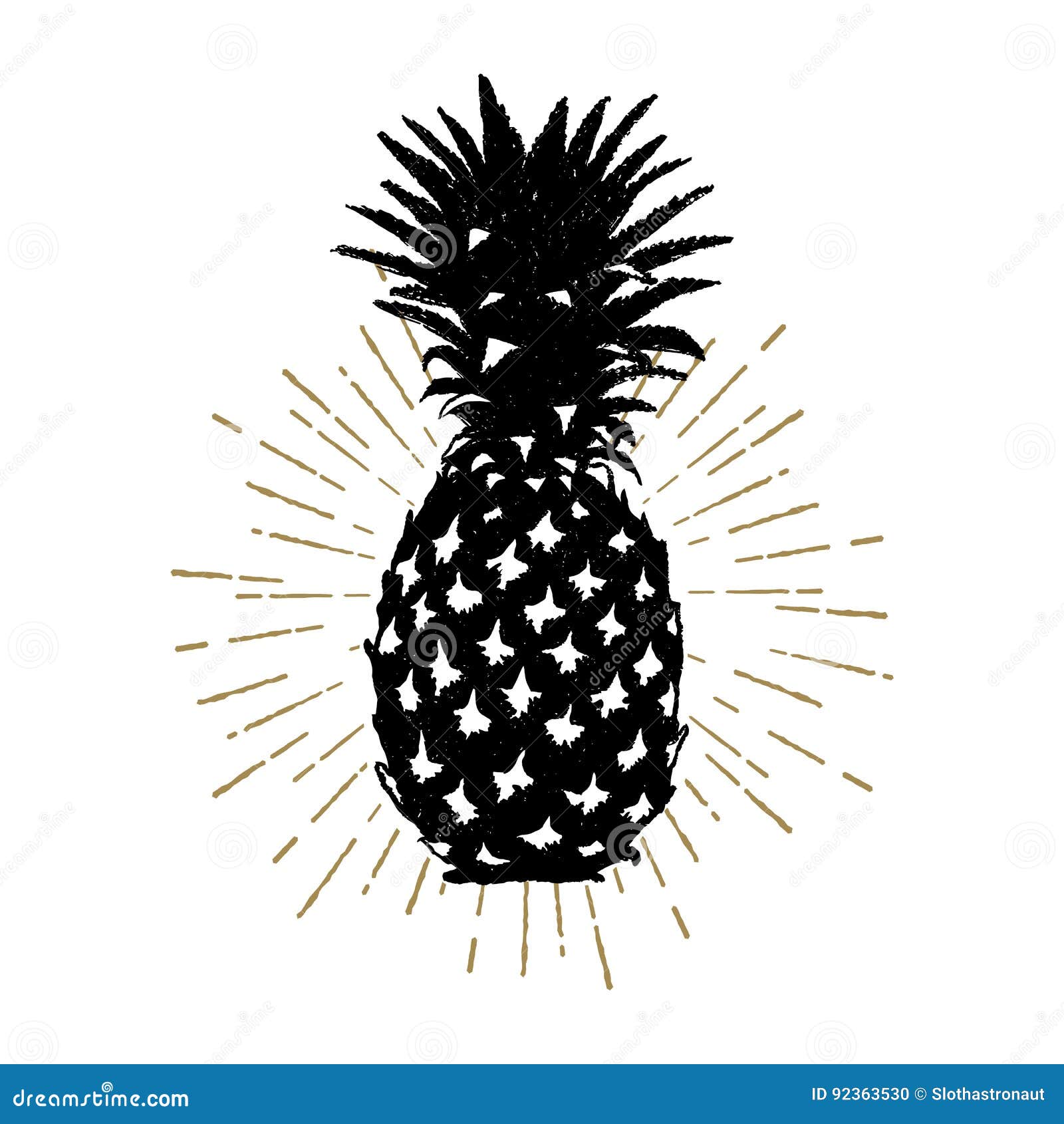 Pineapple Vector Illustration On Green Background. | CartoonDealer.com ...