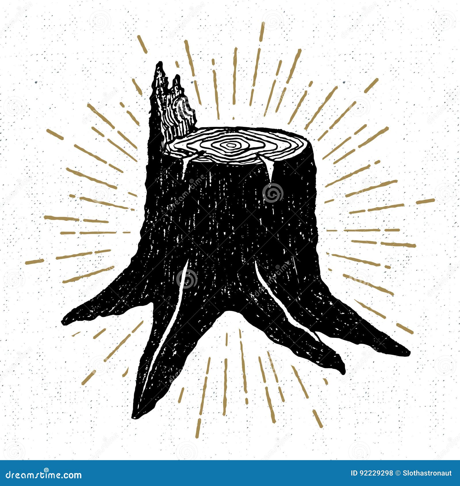 Hand Drawn Icon with a Textured Stump Vector Illustration Stock Vector ...