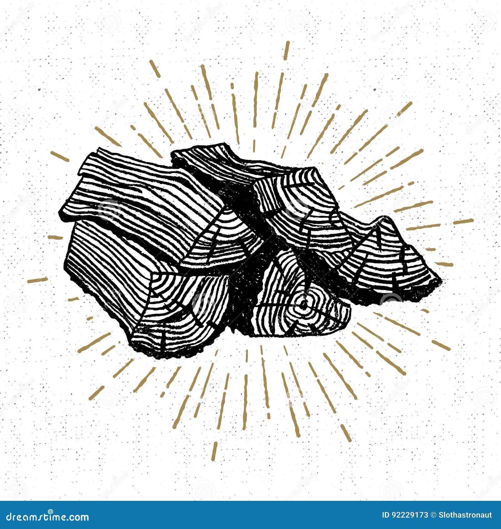 Hand Drawn Icon with a Textured Wood Pile Vector Illustration Stock ...