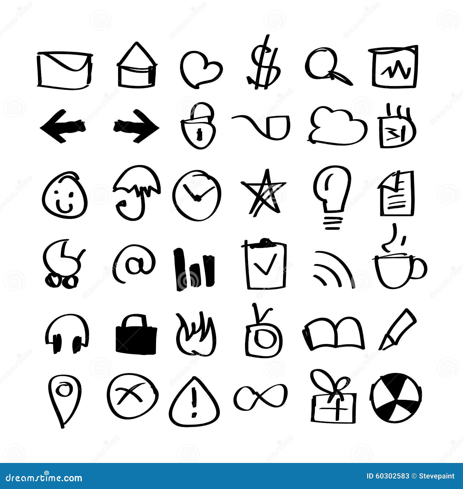 Hand drawn icons pack stock vector. Illustration of paper - 60302583