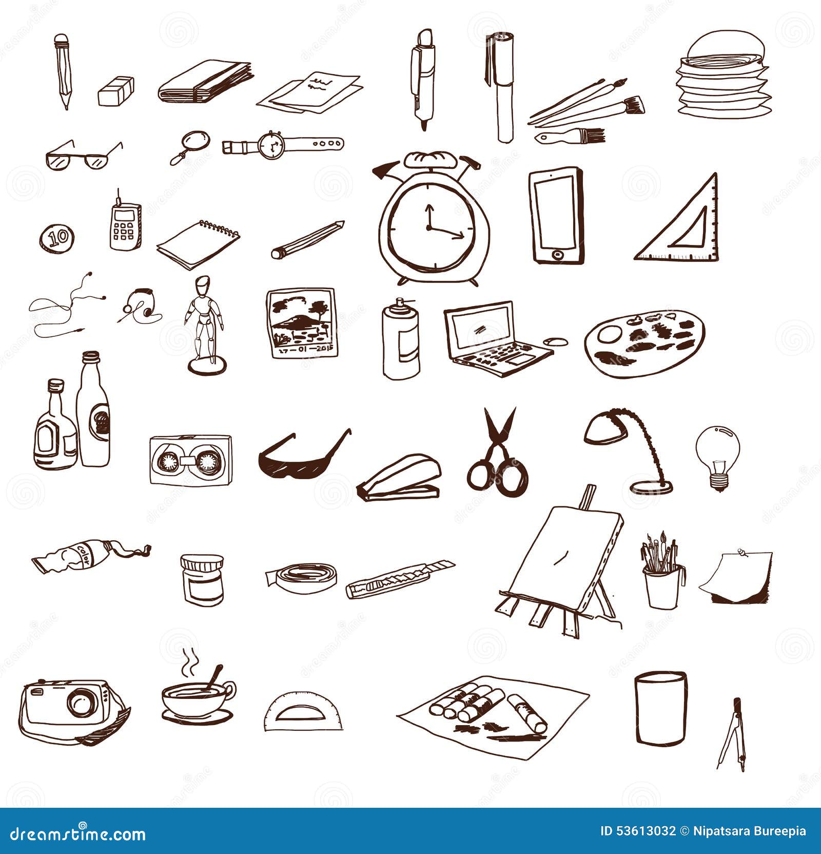 Hand Drawn Icons Set School Vector Stock Vector - Illustration of line ...