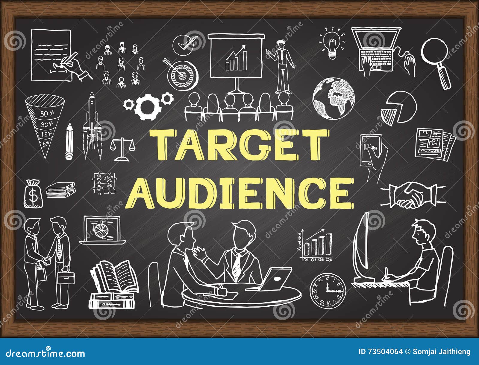 Hand Drawn Icons about Target Audience on Chalkboard Stock Vector ...