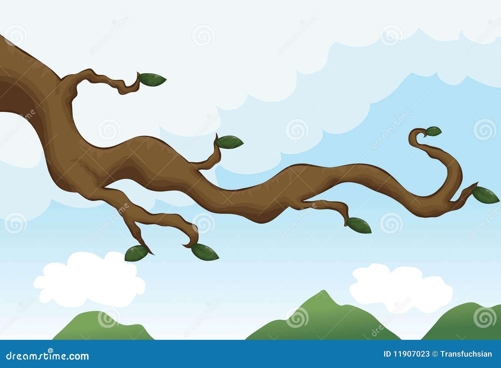 Hand Drawn Illustrated Branch Stock Vector - Illustration of clouds ...