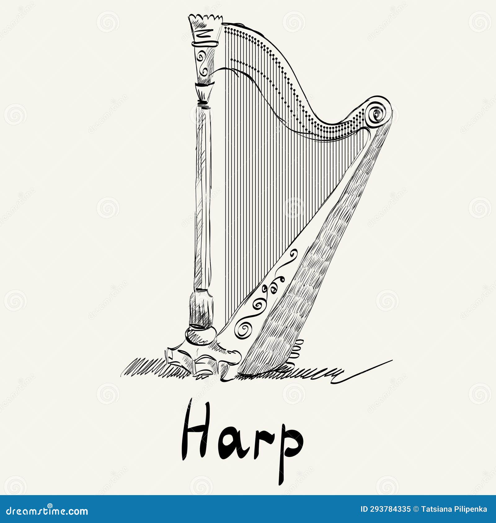 Concert harp stock vector. Illustration of isolated - 293784335