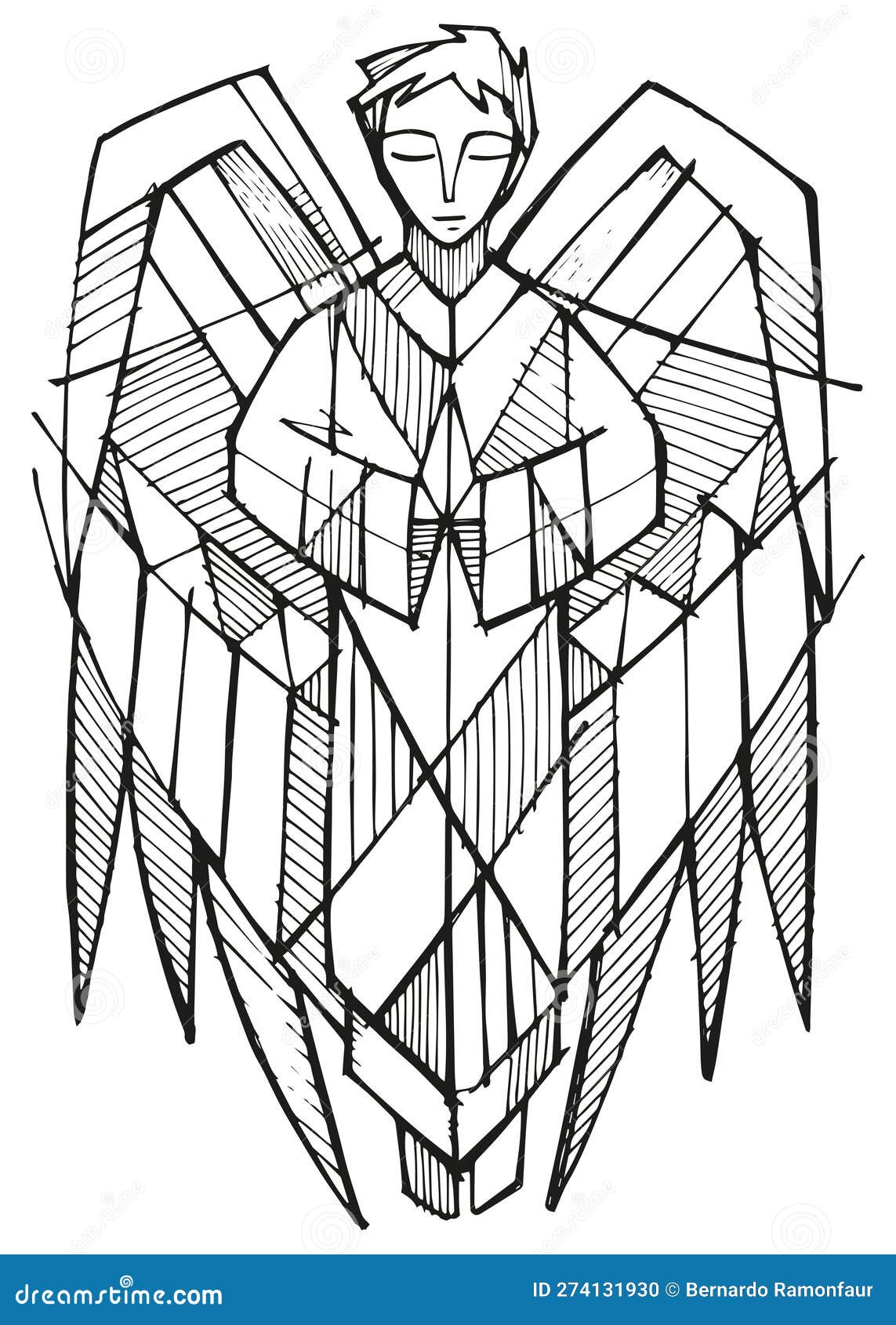 Hand Drawn Illustration of an Angel Stock Vector - Illustration of ...