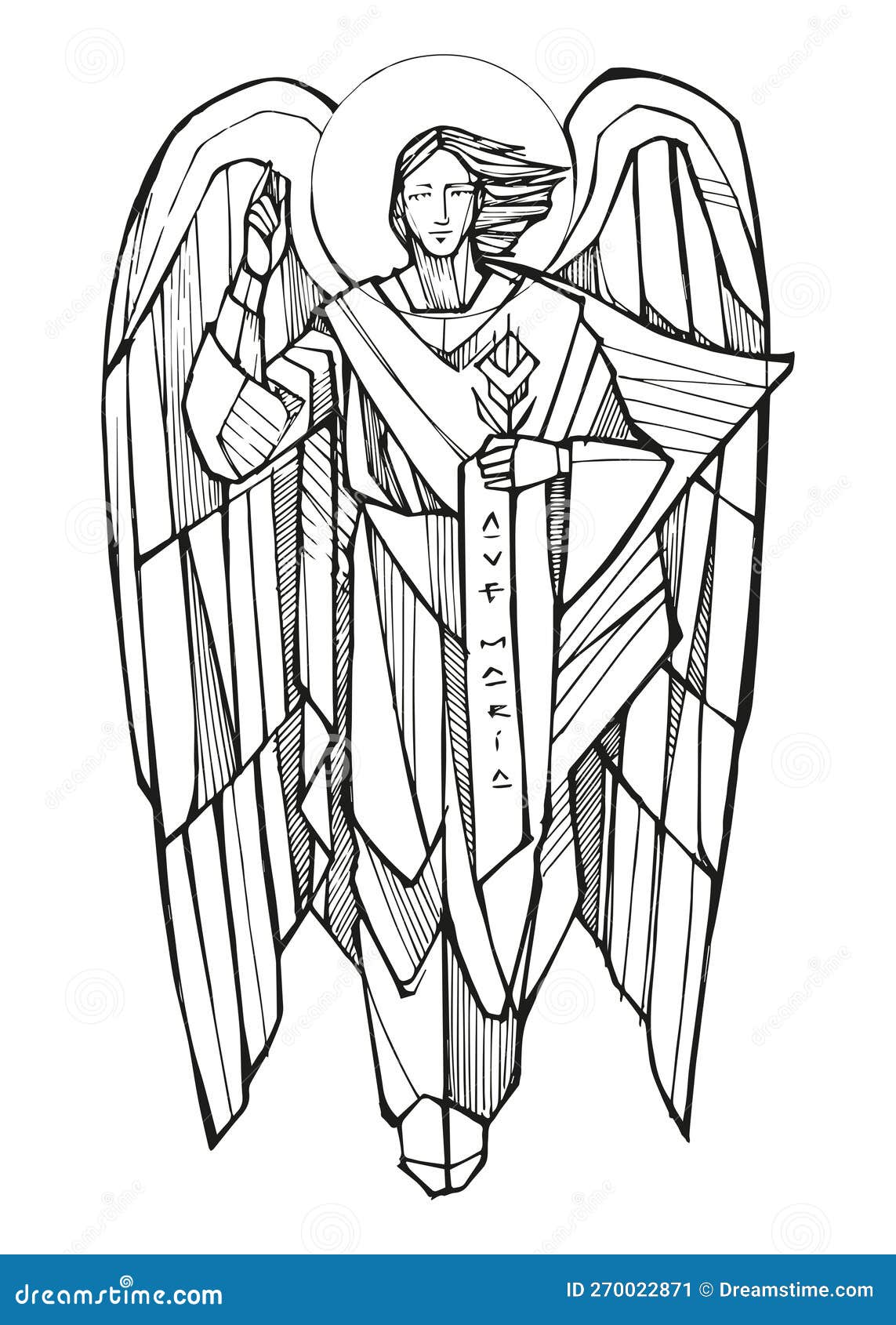 Hand Drawn Illustration Of Archangel Saint Gabriel Royalty-Free Cartoon ...