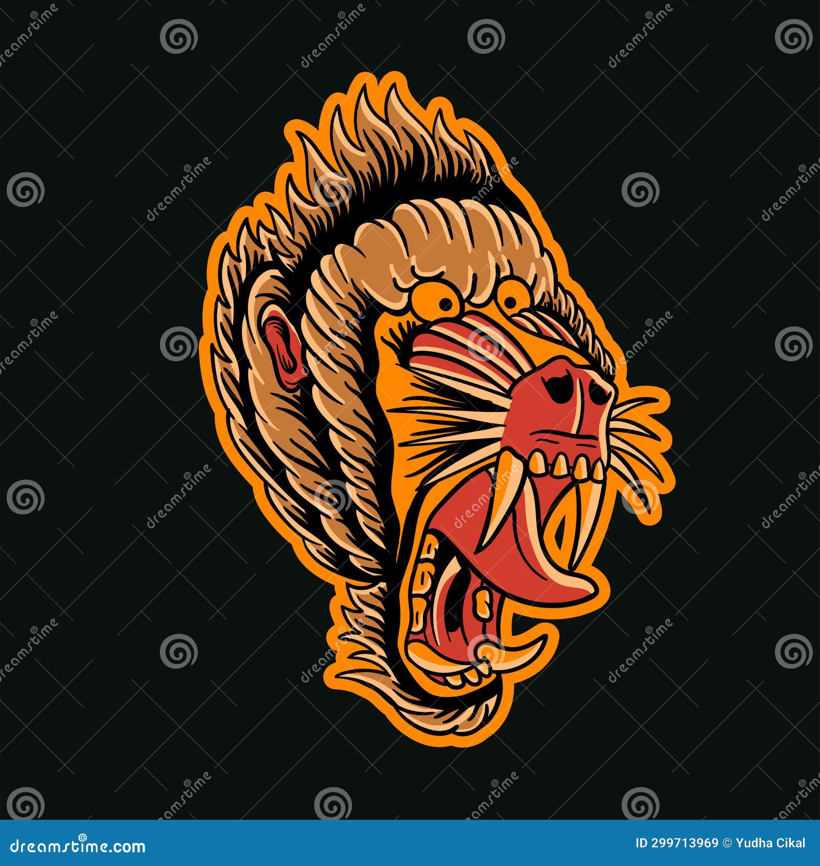 Hand Drawn Illustration of Baboon Vector Design Stock Illustration ...