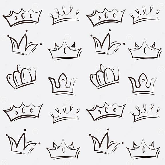 Hand Drawn Illustration Background with Crown Shapes Vector Stock ...