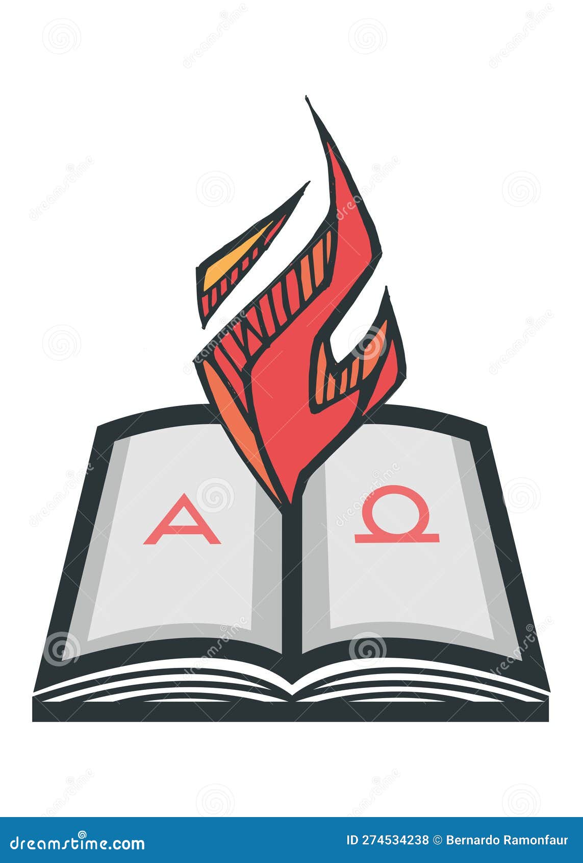 Hand Drawn Illustration of the Bible and Flame Stock Vector ...