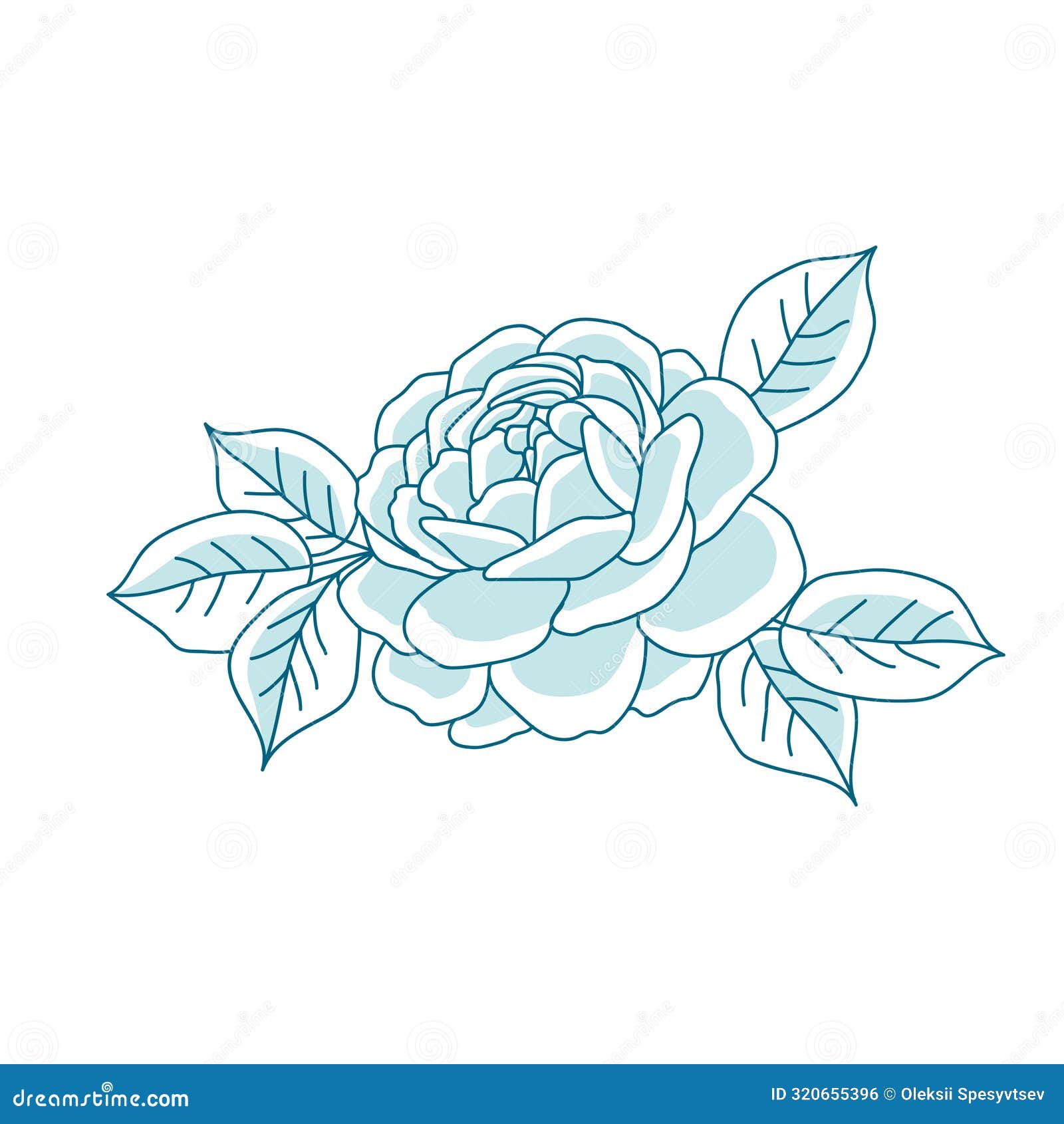Hand Drawn Illustration of a Blue Peony Flower Stock Vector ...