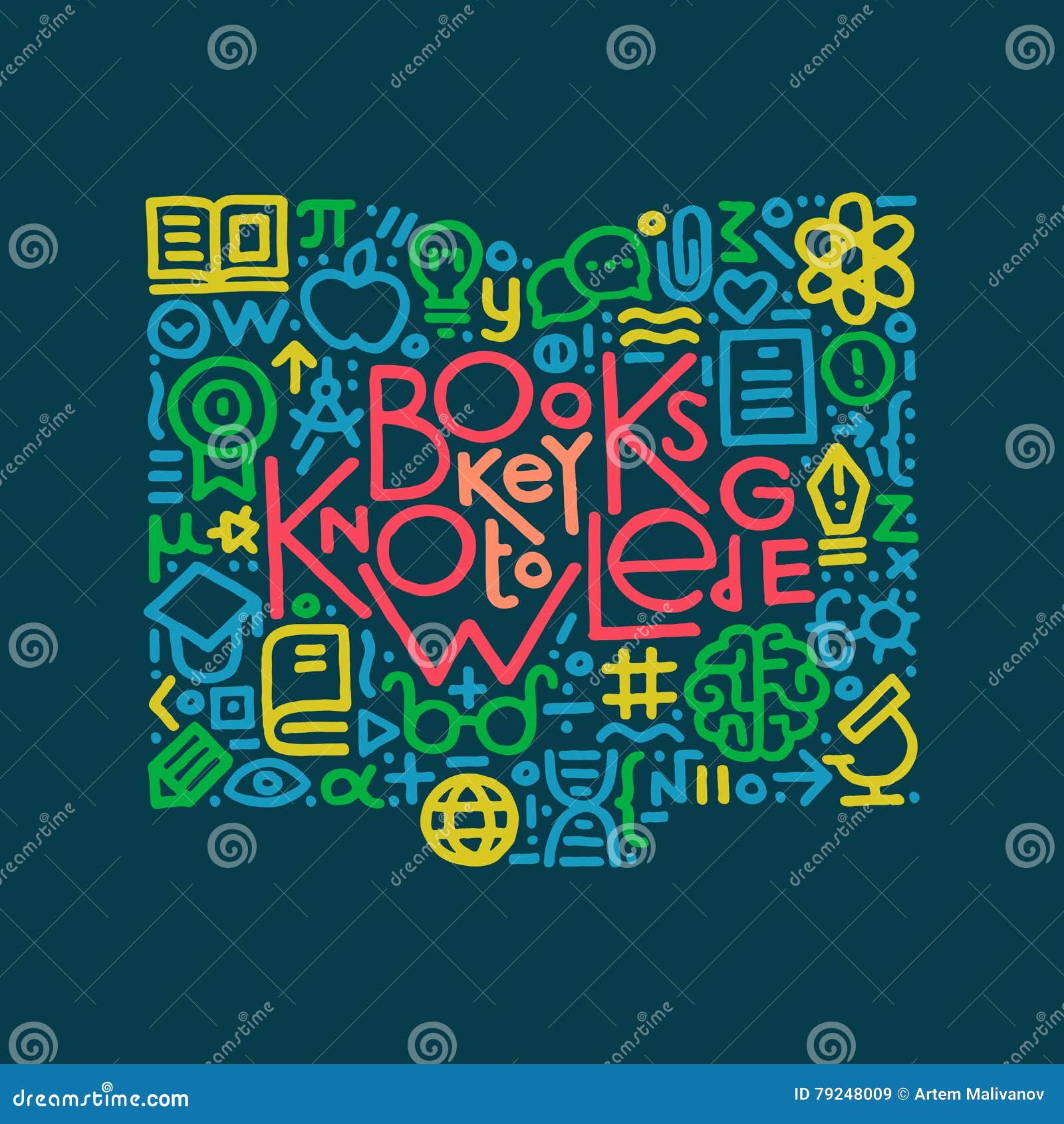 Hand Drawn Illustration. Books Key To Knowledge. Design Element Stock ...