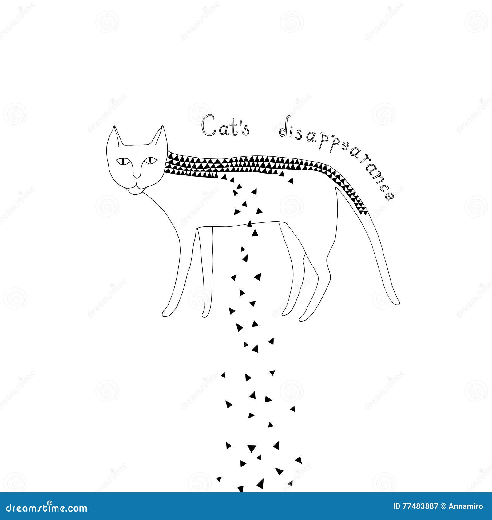 Hand Drawn Illustration of Cat Consisting of Triangles. Stock Vector ...
