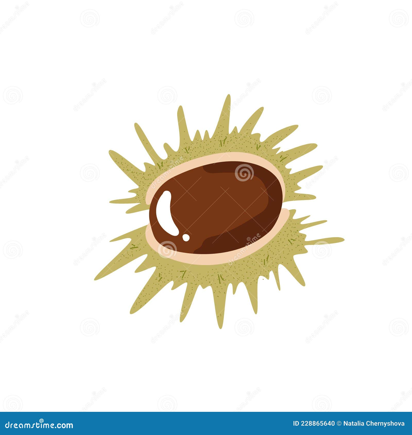 Hand Drawn Illustration of a Chestnut with Textured Effect Stock Vector ...