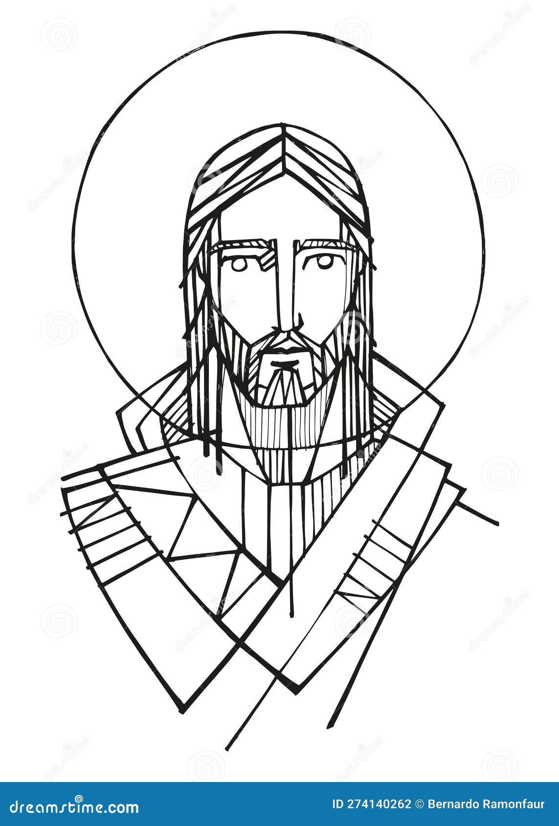 Hand Drawn Illustration of Christ S Face Stock Vector - Illustration of ...