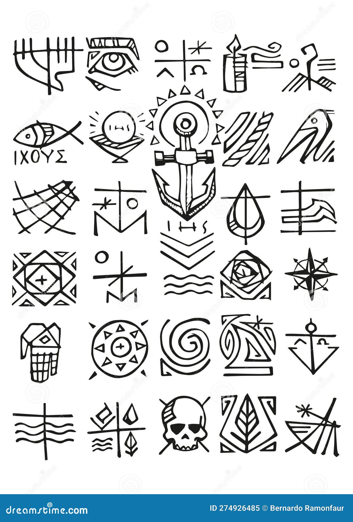 Hand Drawn Illustration of Christian Symbols Stock Vector ...