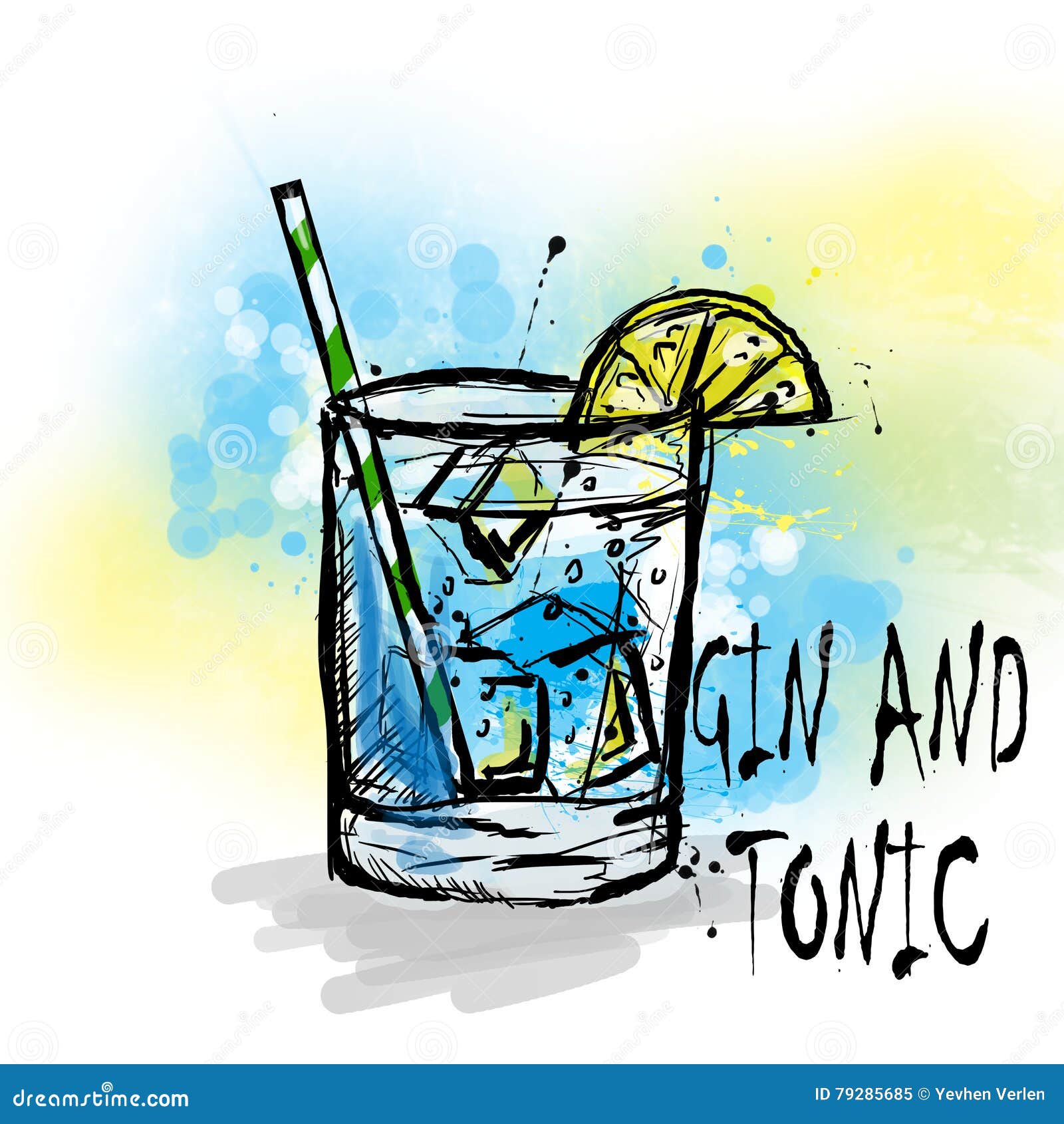 Hand Drawn Illustration of Cocktail. Stock Illustration - Illustration ...